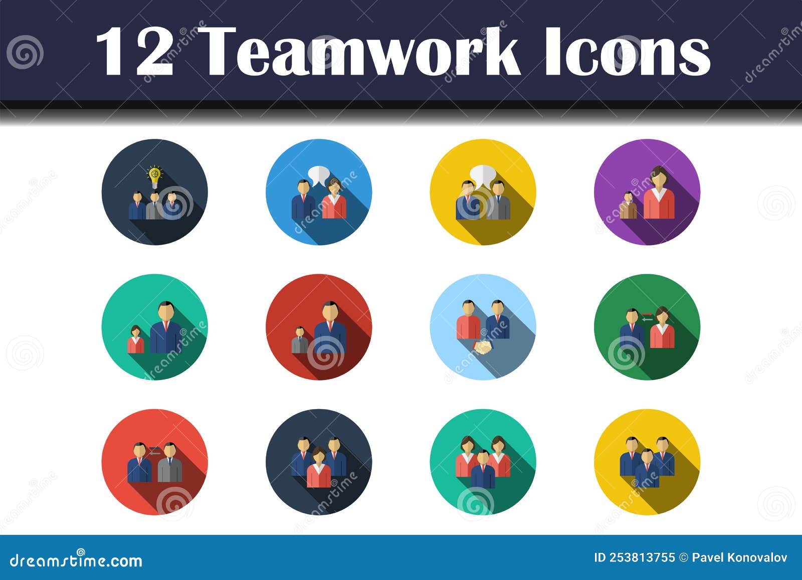 Teamwork Icon Set stock vector. Illustration of meeting - 253813755