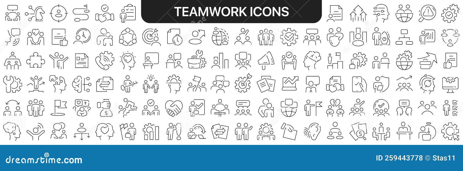 Teamwork Icons Collection in Black. Icons Big Set for Design Stock ...