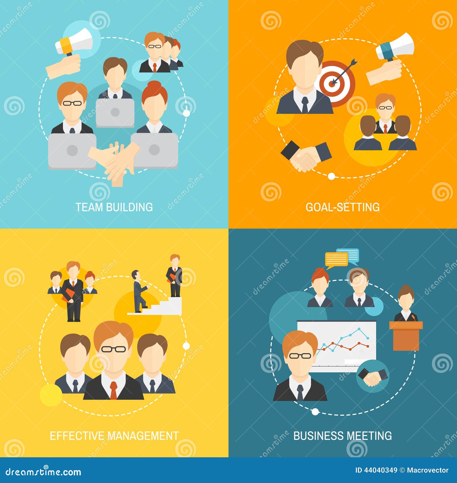 Teamwork icons flat stock vector. Illustration of isolated - 44040349