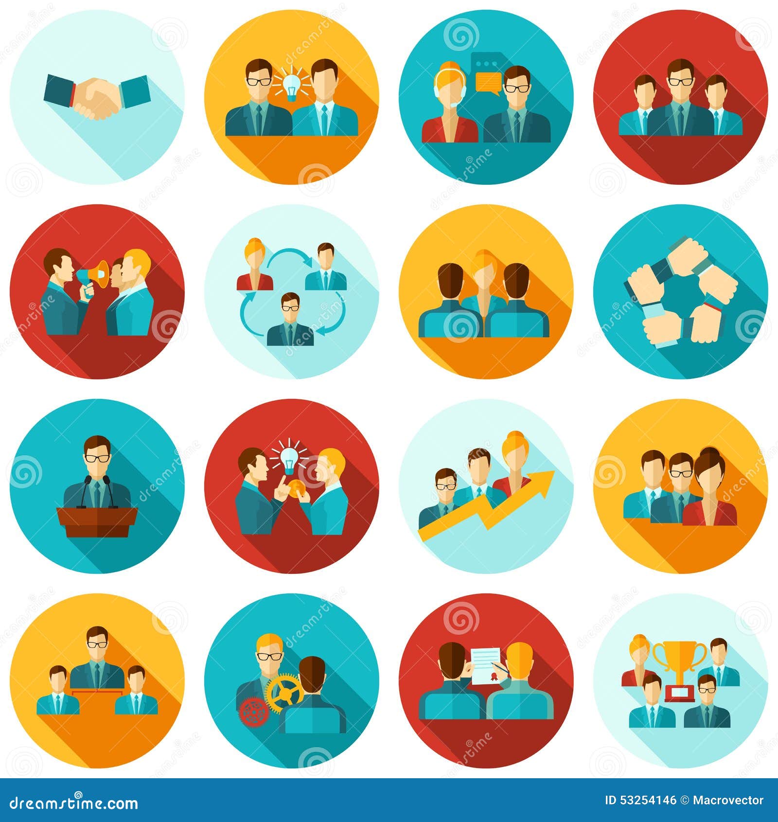Teamwork Icons Flat stock vector. Illustration of challenge - 53254146