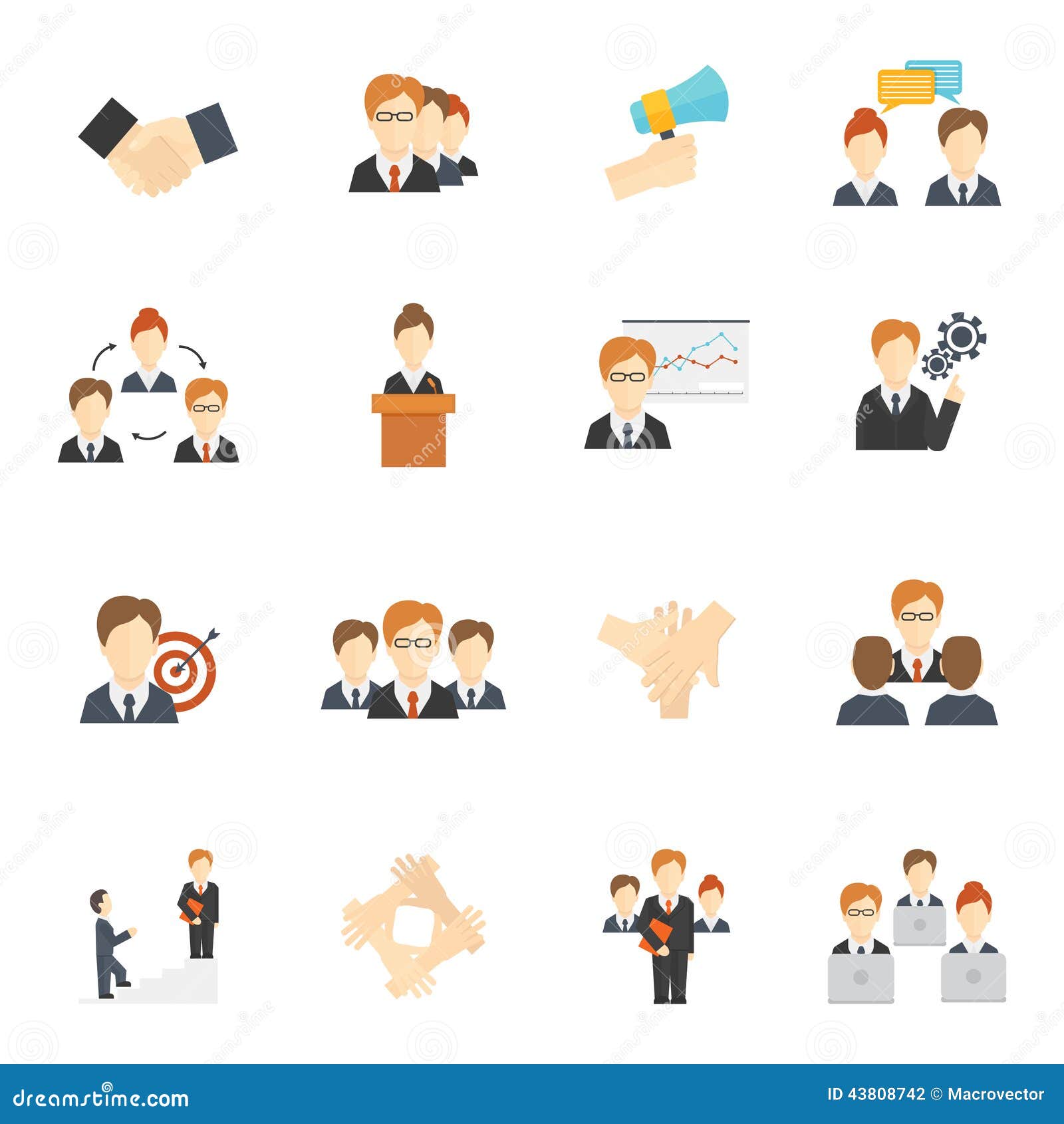 Teamwork Icons Flat stock vector. Illustration of people - 43808742