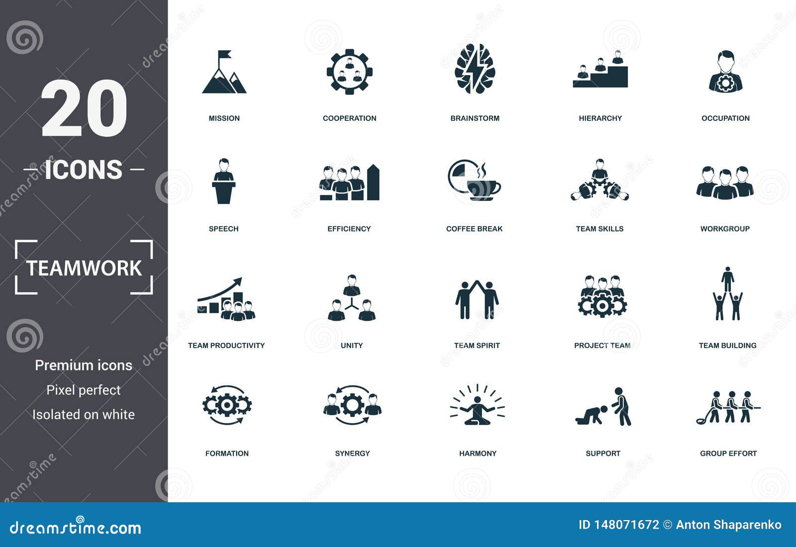 Teamwork Icons Set Collection. Includes Simple Elements Such As Mission ...