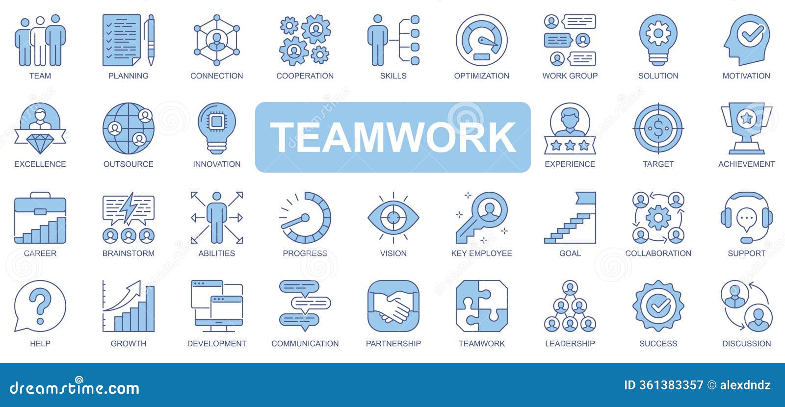 Teamwork Icons Set in Duotone Outline Stroke Design for Web. Pack ...