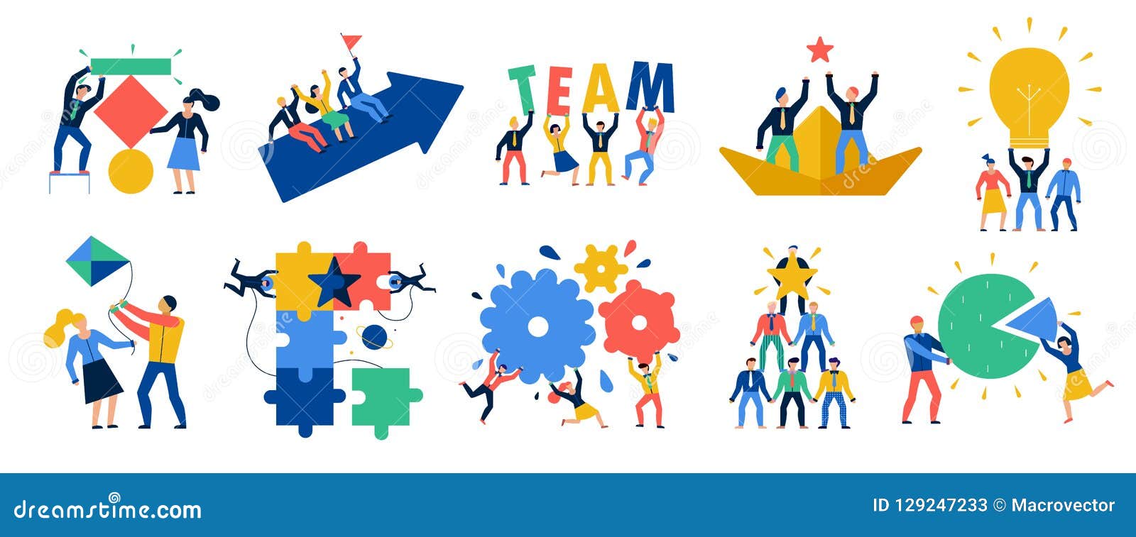 Teamwork Icons Set stock vector. Illustration of coworking - 129247233