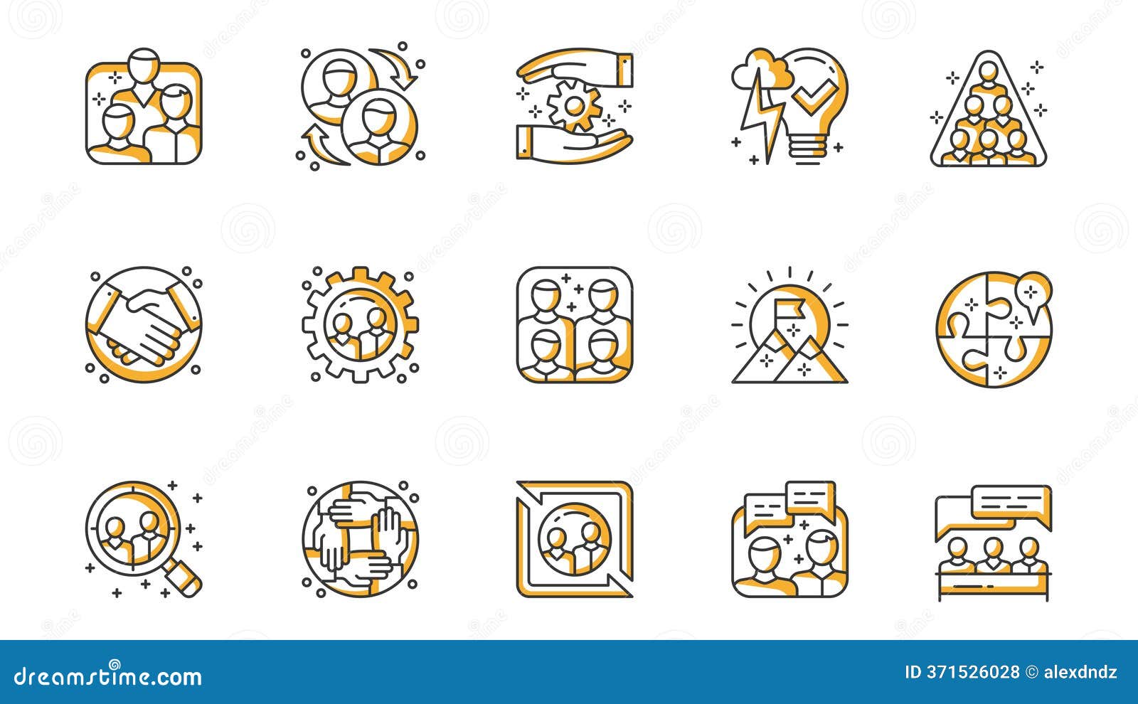 Team Interaction With Man And Woman Fly On Hot Air Balloon Work Together Vector Illustration ...