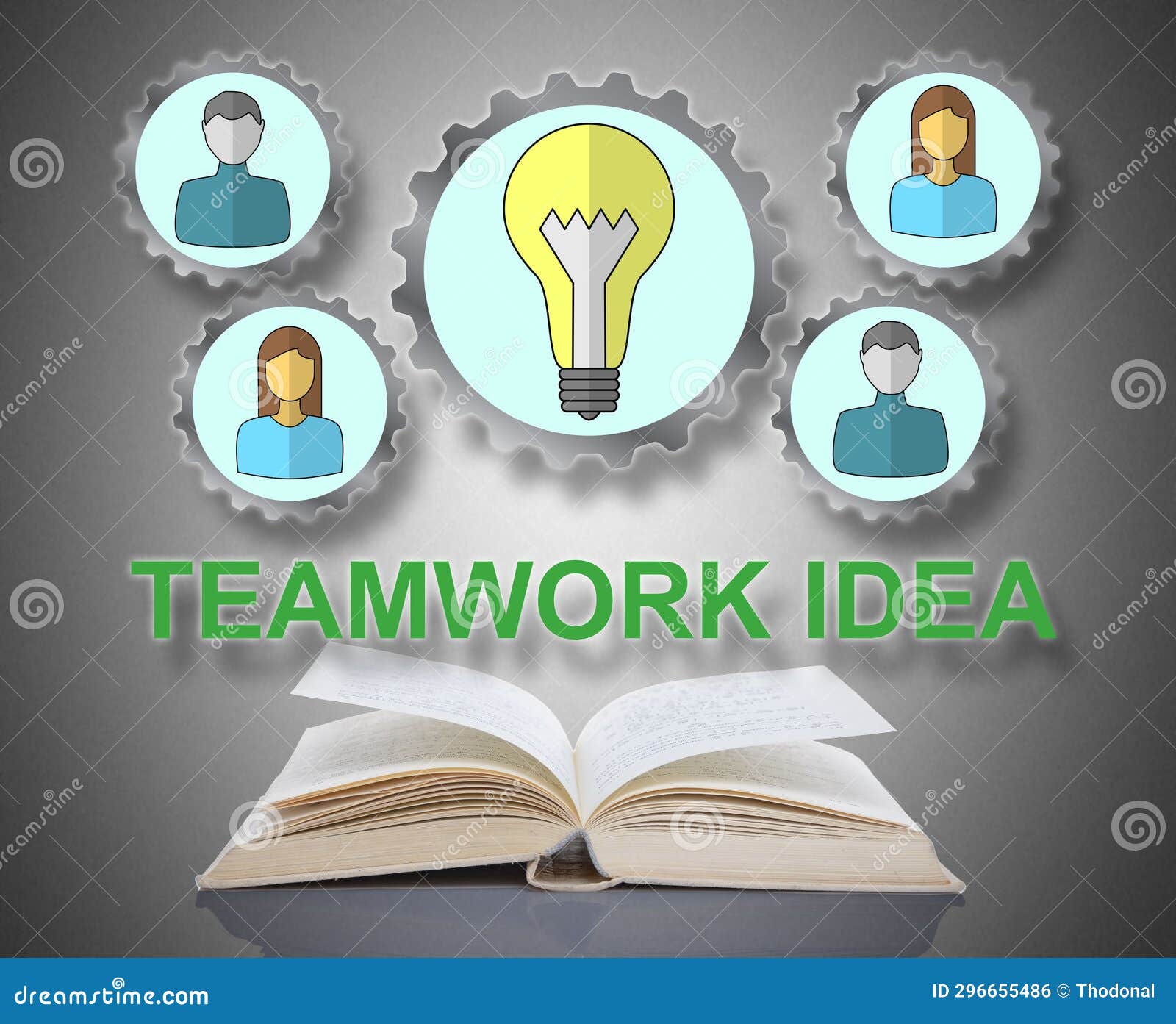 Teamwork Idea Concept Above a Book Stock Photo - Image of book ...