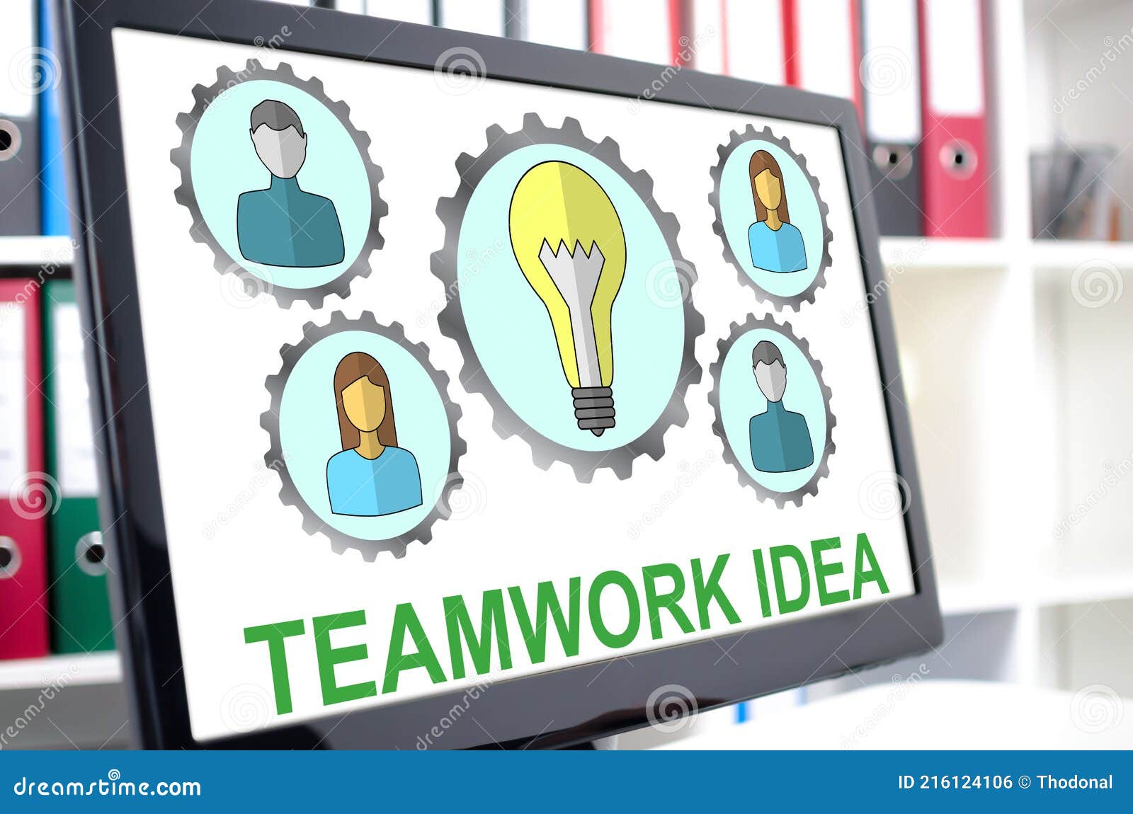 Teamwork Idea Concept on a Computer Screen Stock Photo - Image of ...