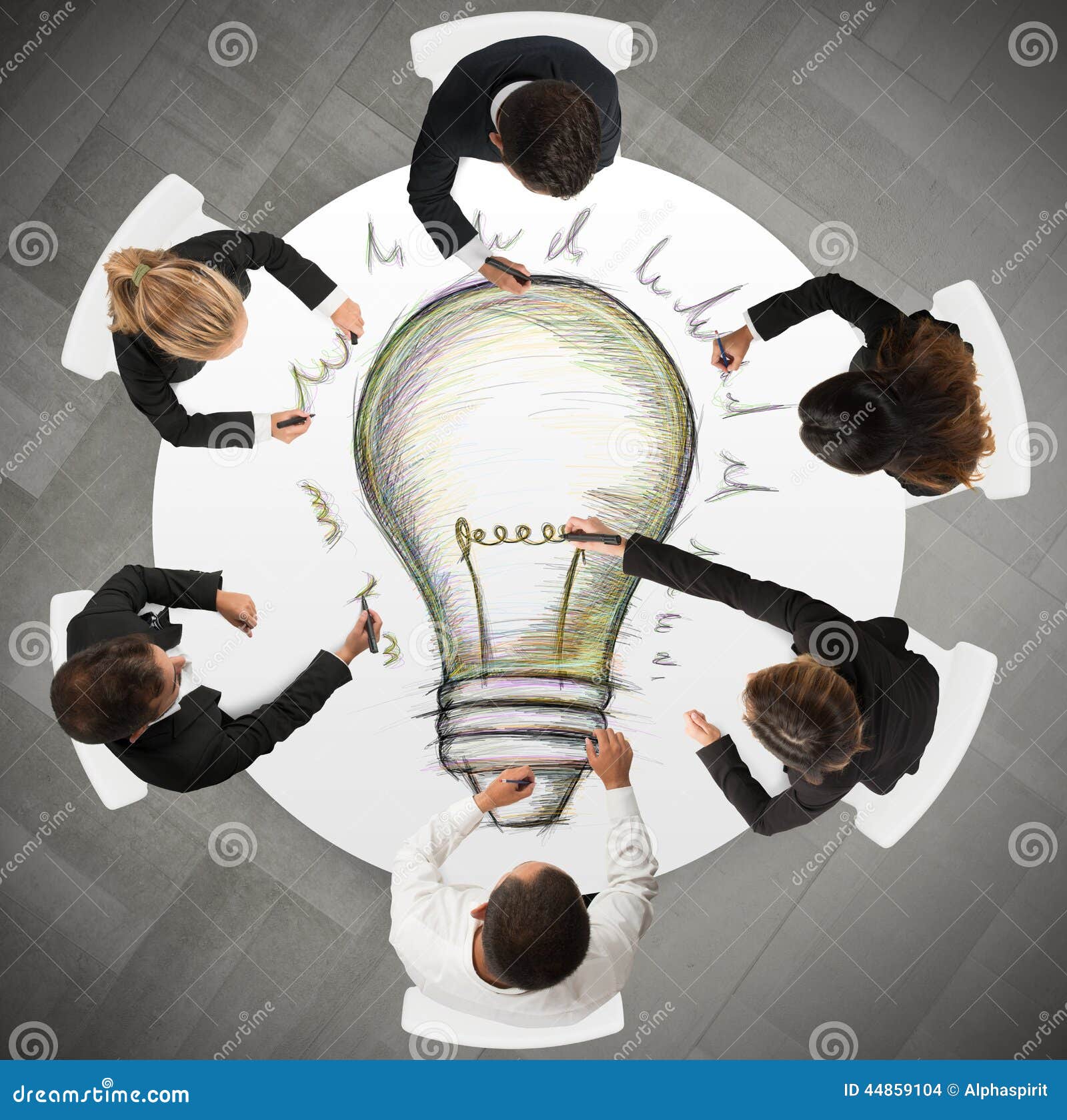 Teamwork idea stock photo. Image of lamp, paint, pencil - 44859104