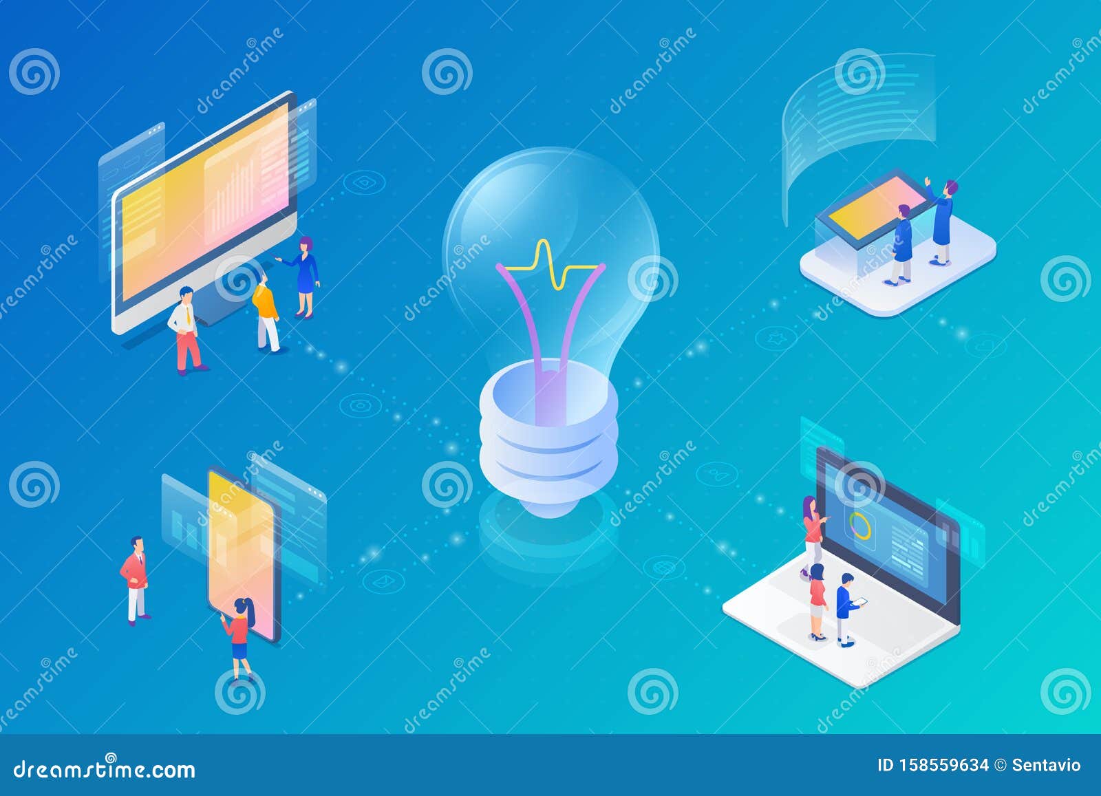 Teamwork Idea Isometric Flat Vector Illustration Concept. People Work ... Teamwork Idea Isometric Flat Vector Illustration Concept. People Work ...