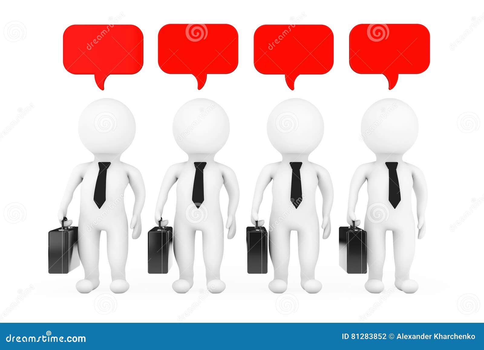 Teamwork Ideas Concept. 3D Businessmans with a Think Bubbles. 3d ...