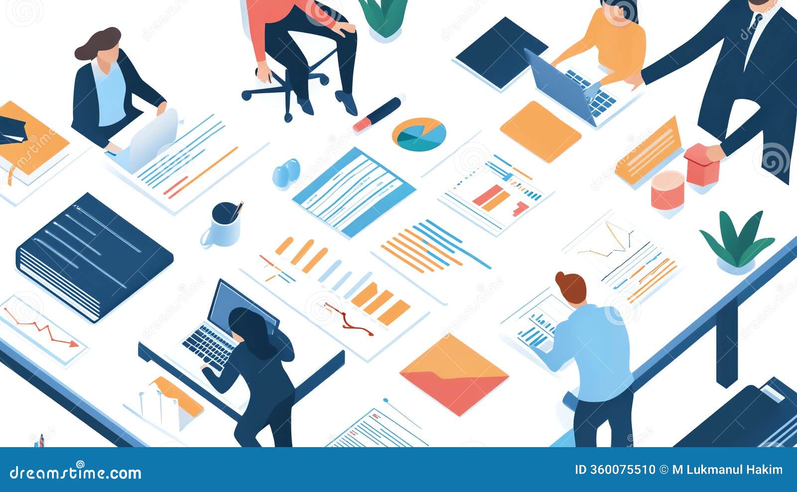 Teamwork Illustration: Collaborative Business Analytics Stock Photo ...