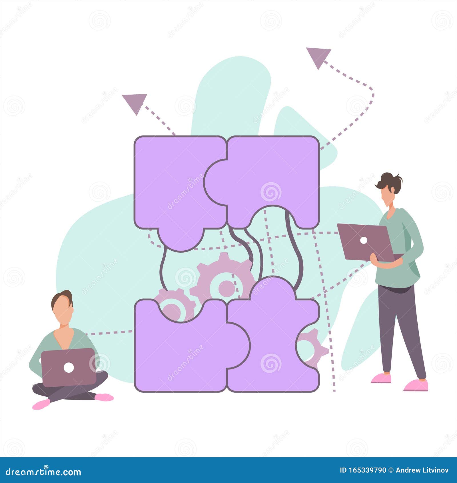 Teamwork Illustration. People Commit Deliberate and Collaborative ...