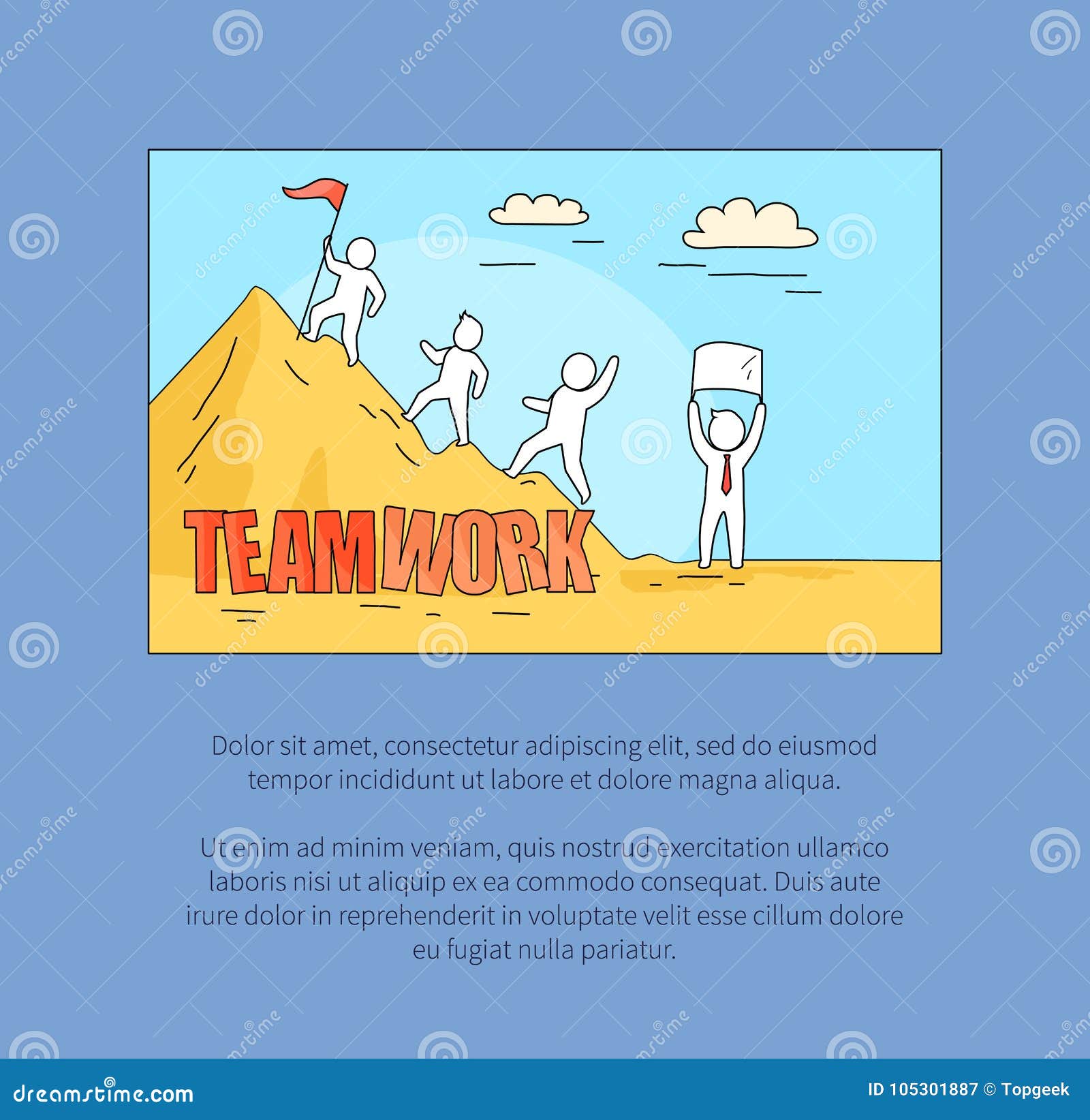 Teamwork Image and Text on Vector Illustration Stock Vector ...
