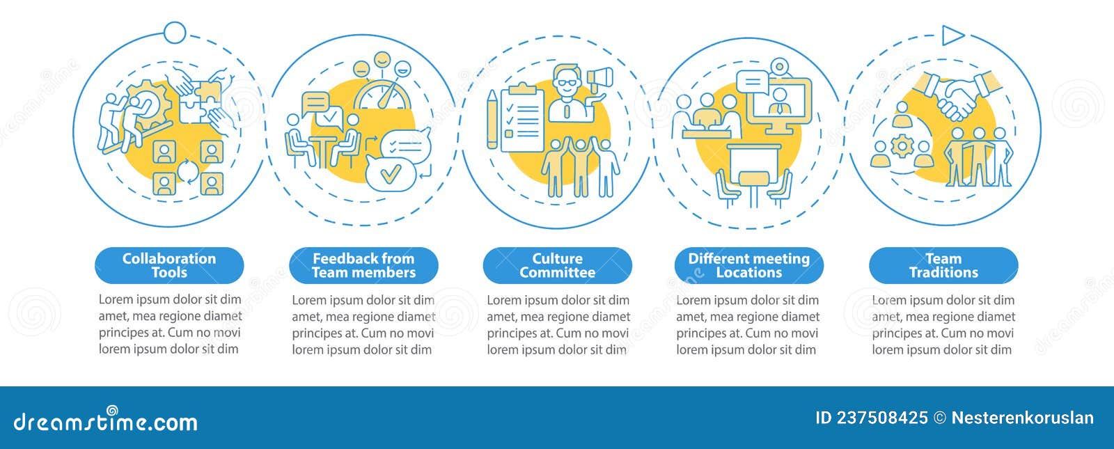 Teamwork Improving Tips Blue Circle Infographic Template Stock Vector ...