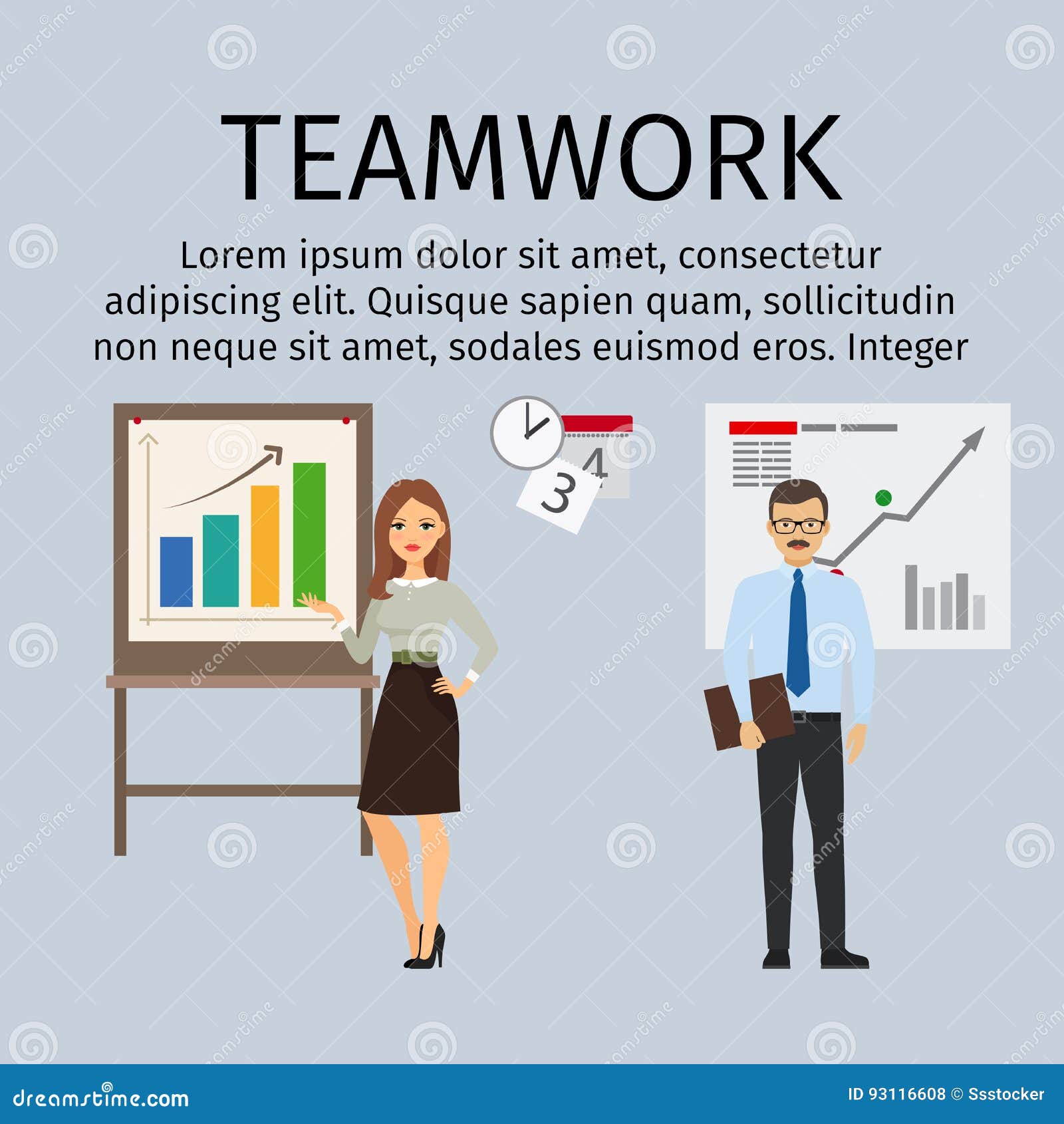 Teamwork Infographic with Business People Stock Vector - Illustration ...