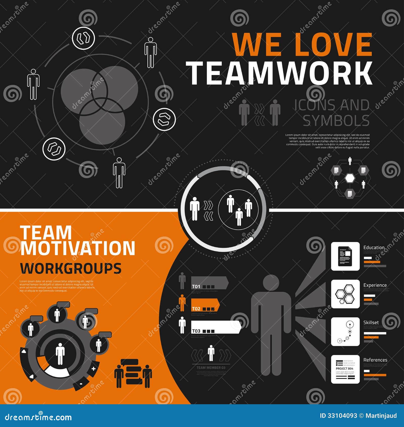 Teamwork Infographics Elements, Icons and Symbols Stock Vector ...