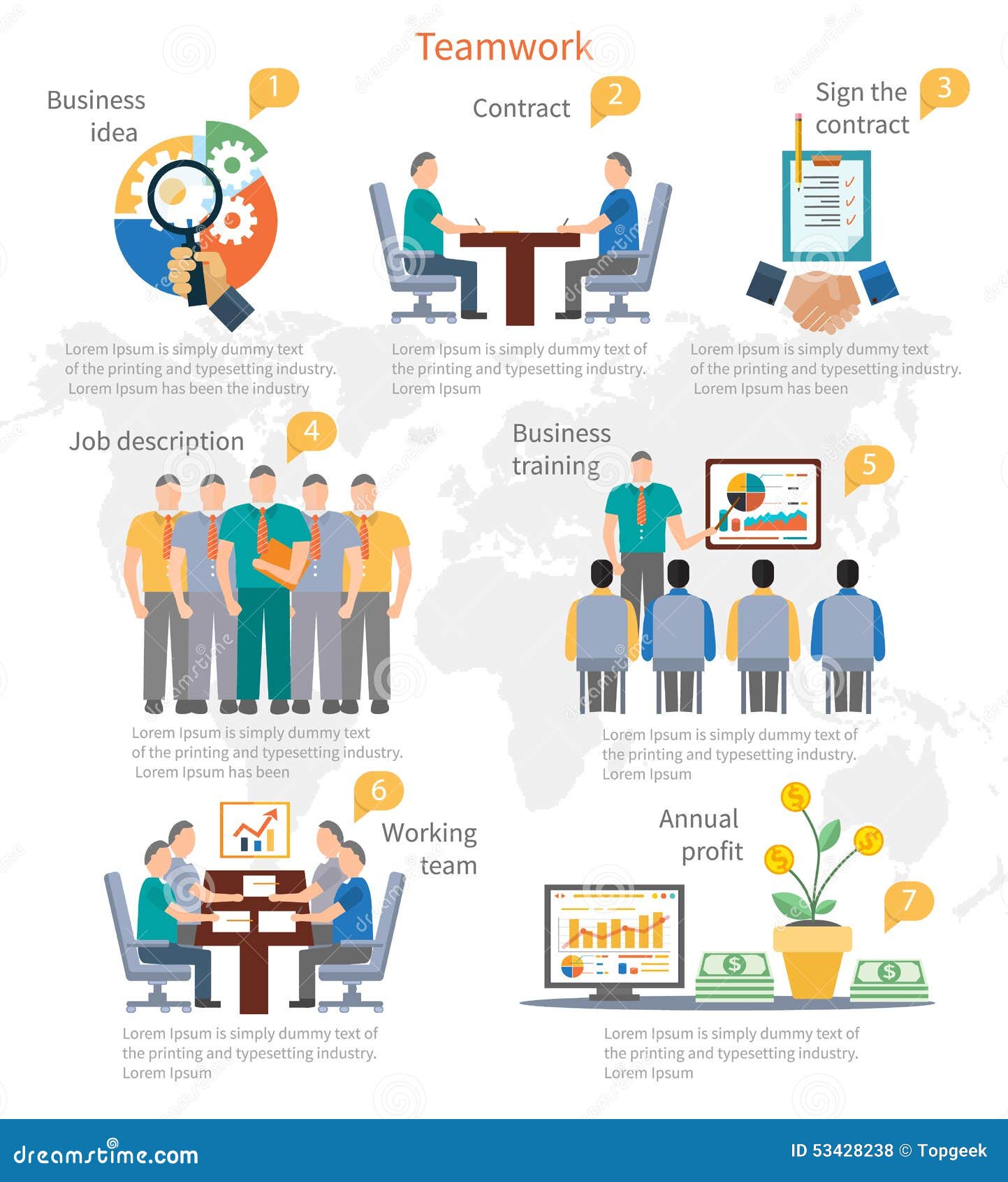 Teamwork Infographics-Schablone Vektor Abbildung - Illustration von ...
