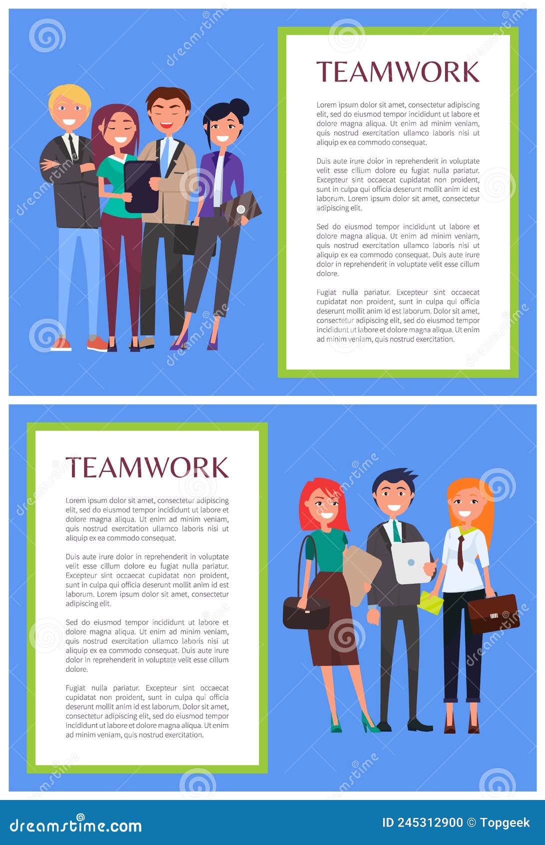 Teamwork Informative Banners Set with Sample Text Stock Vector ...