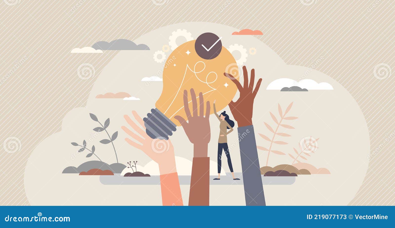 Teamwork Innovation As Group Idea and Collaboration Tiny Person Concept ...