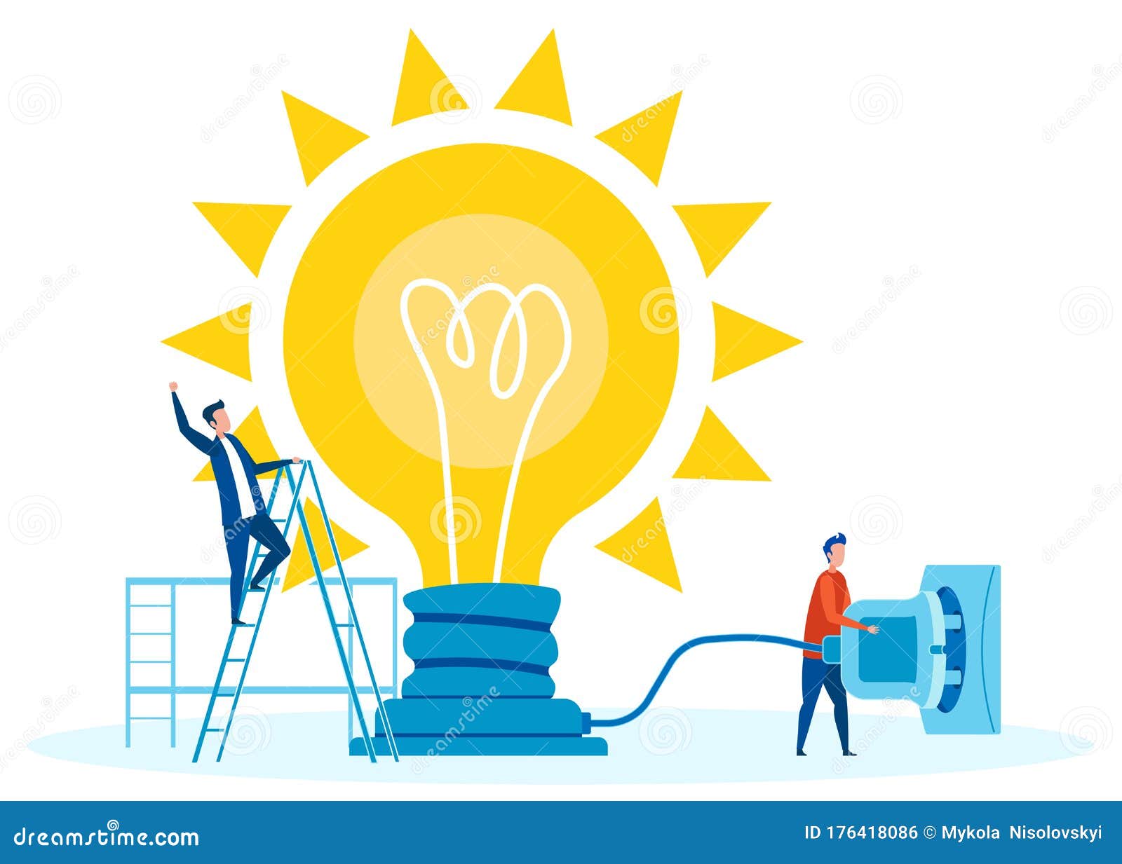 Teamwork for Innovations Concept Flat Illustration Stock Vector ...