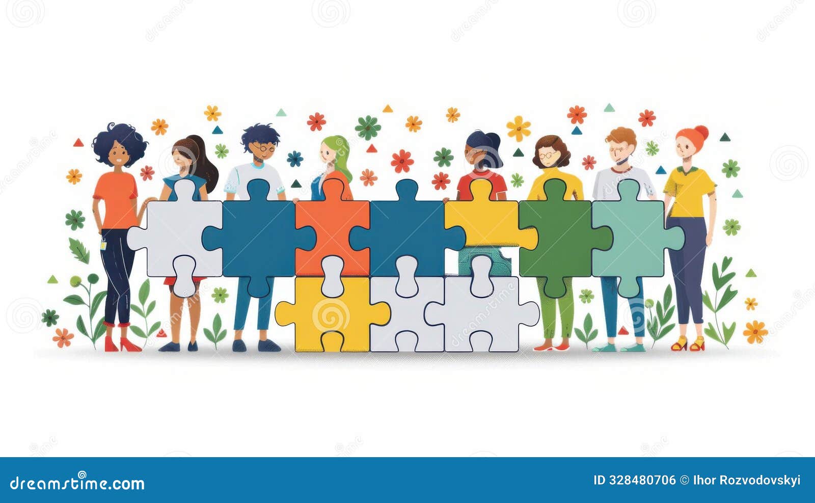 Teamwork, Interaction between All Team Members. Team Building Flat ...