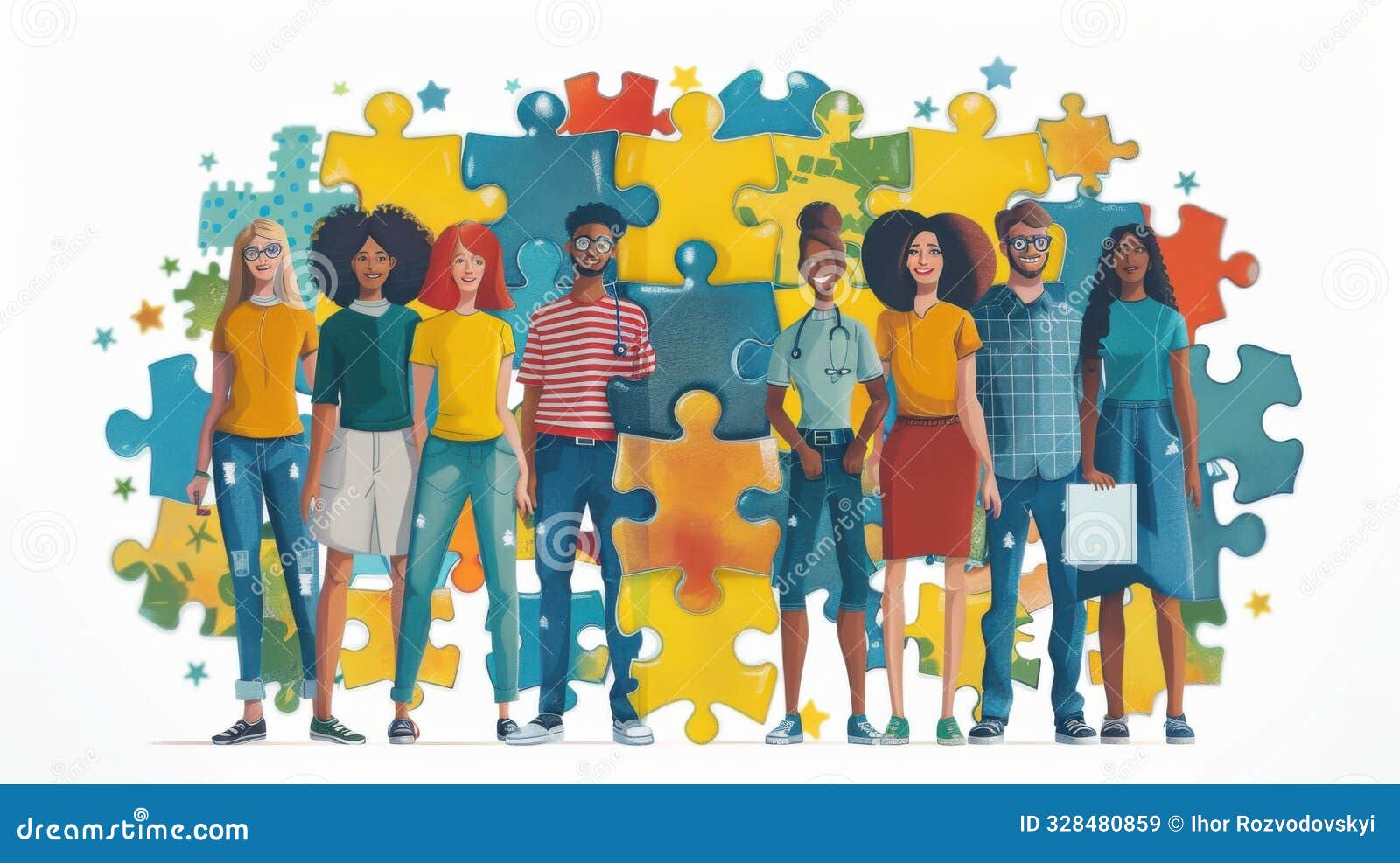 Teamwork, Interaction between All Team Members. Team Building Flat ...