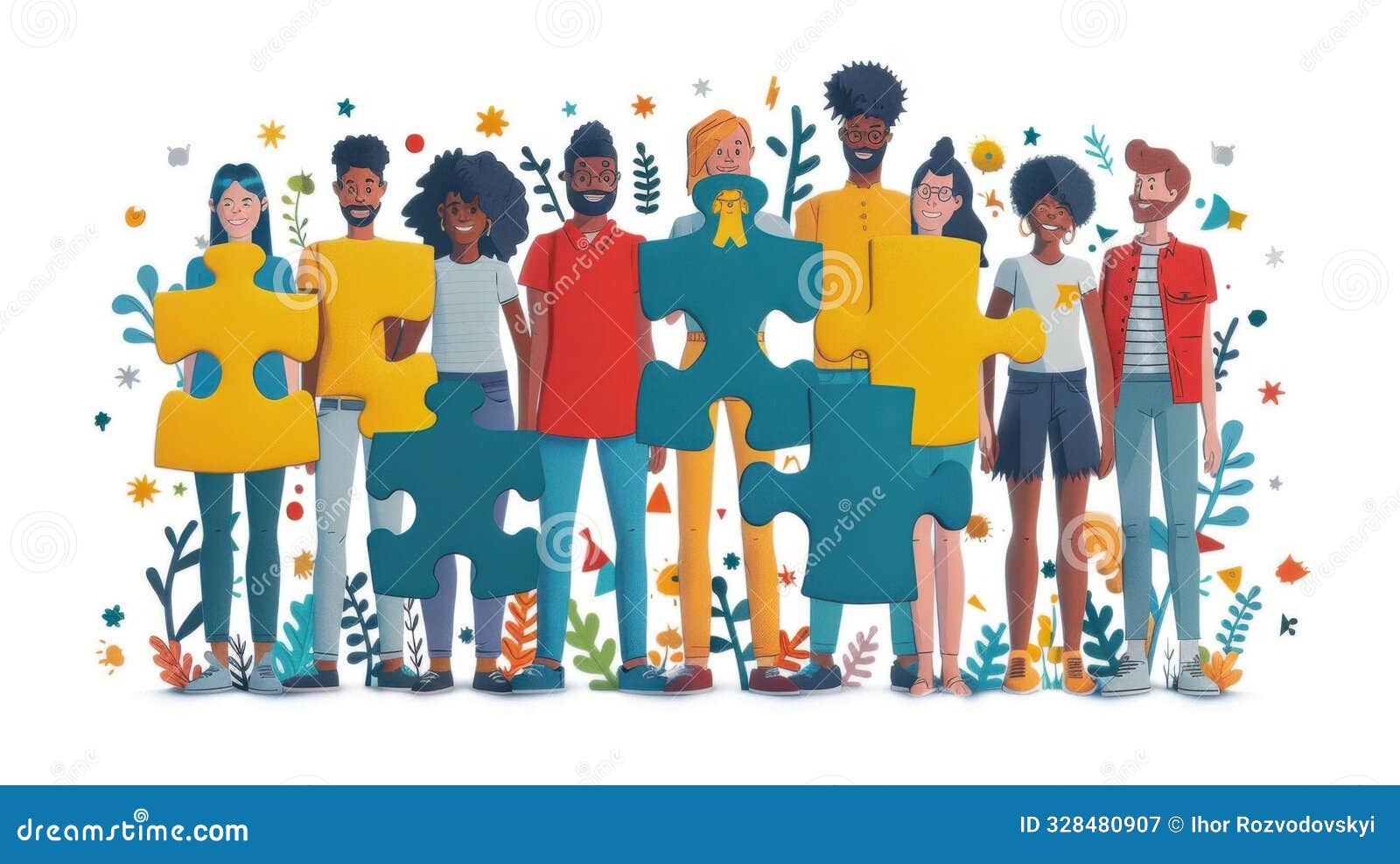 Teamwork, Interaction between All Team Members. Team Building Flat ...