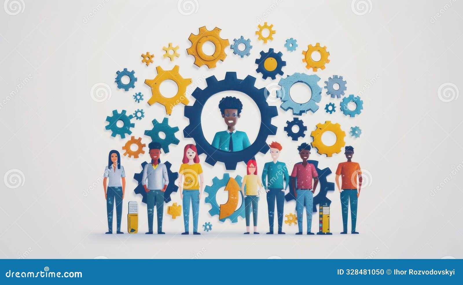 Teamwork, Interaction between All Team Members. Team Building Flat ...