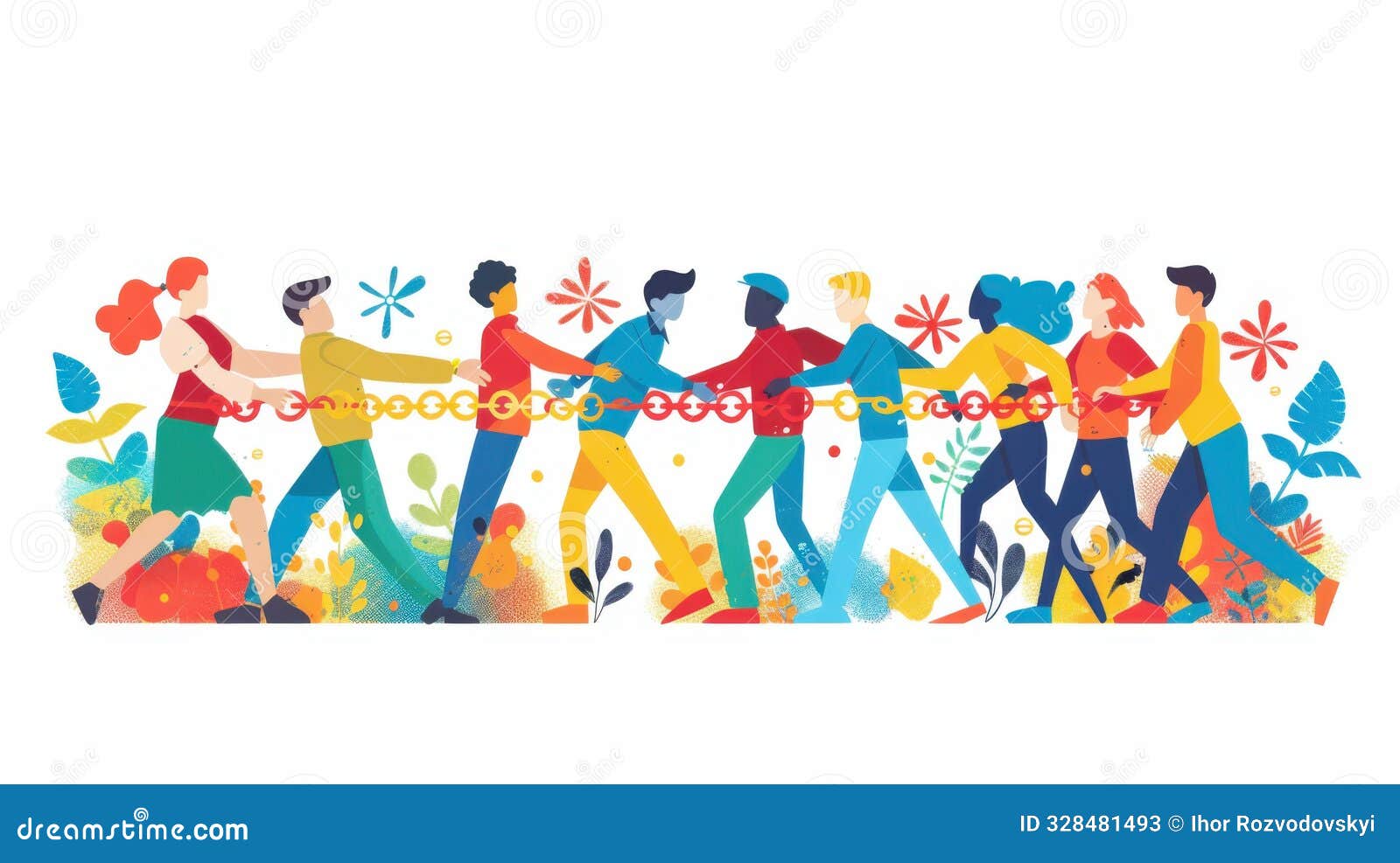 Teamwork, Interaction between All Team Members. Team Building Flat ...