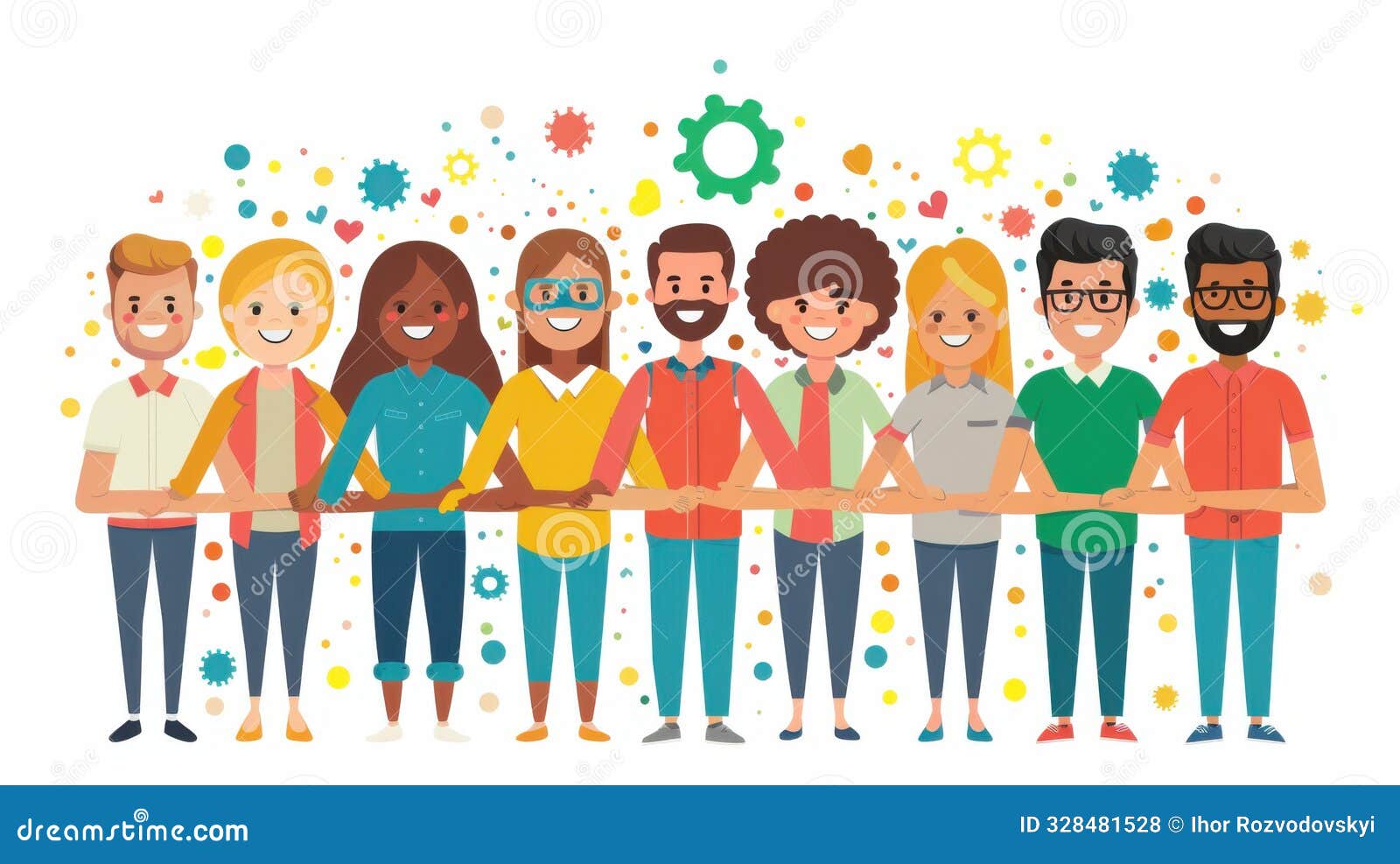 Teamwork, Interaction between All Team Members. Team Building Flat ...