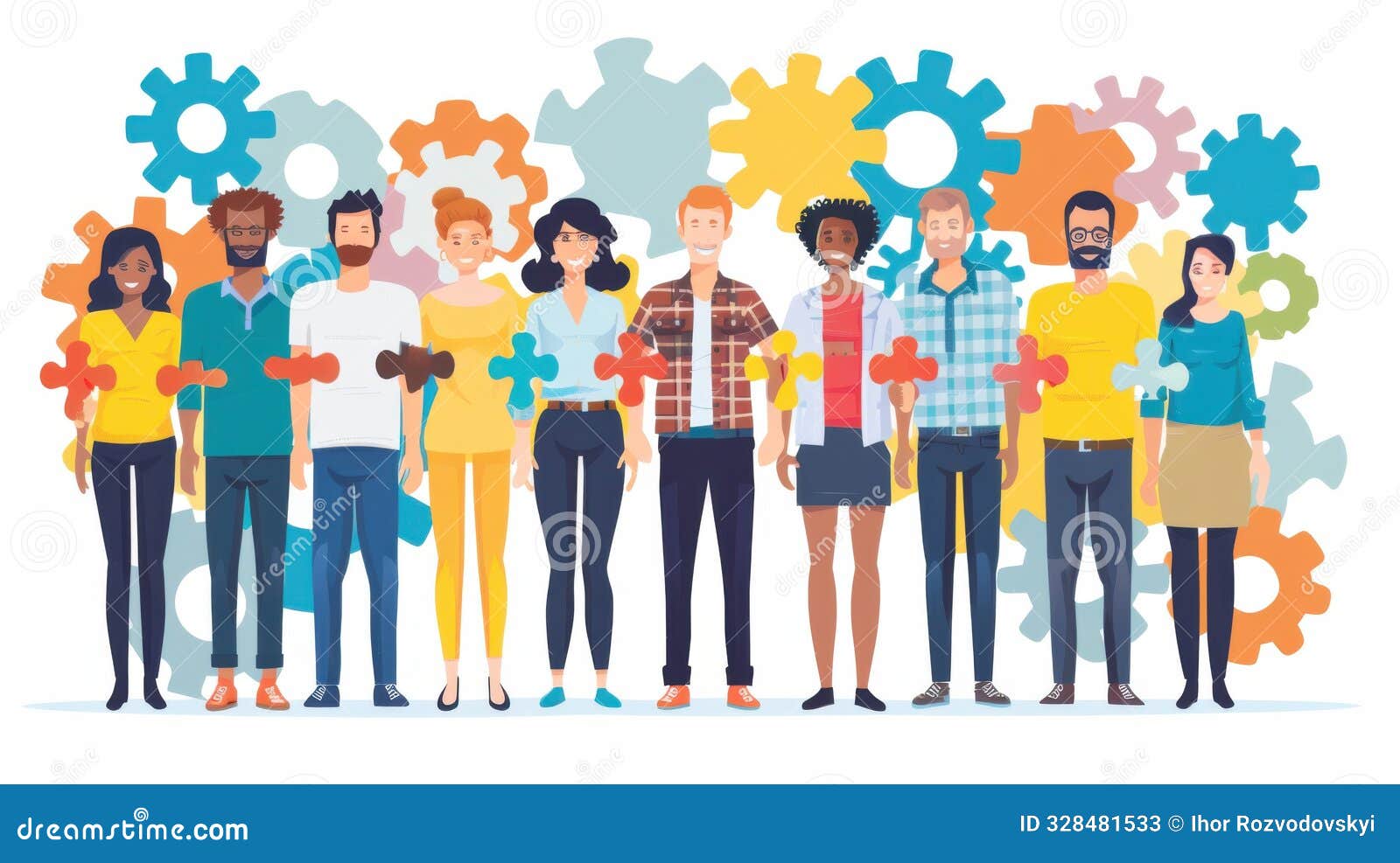 Teamwork, Interaction between All Team Members. Team Building Flat ...