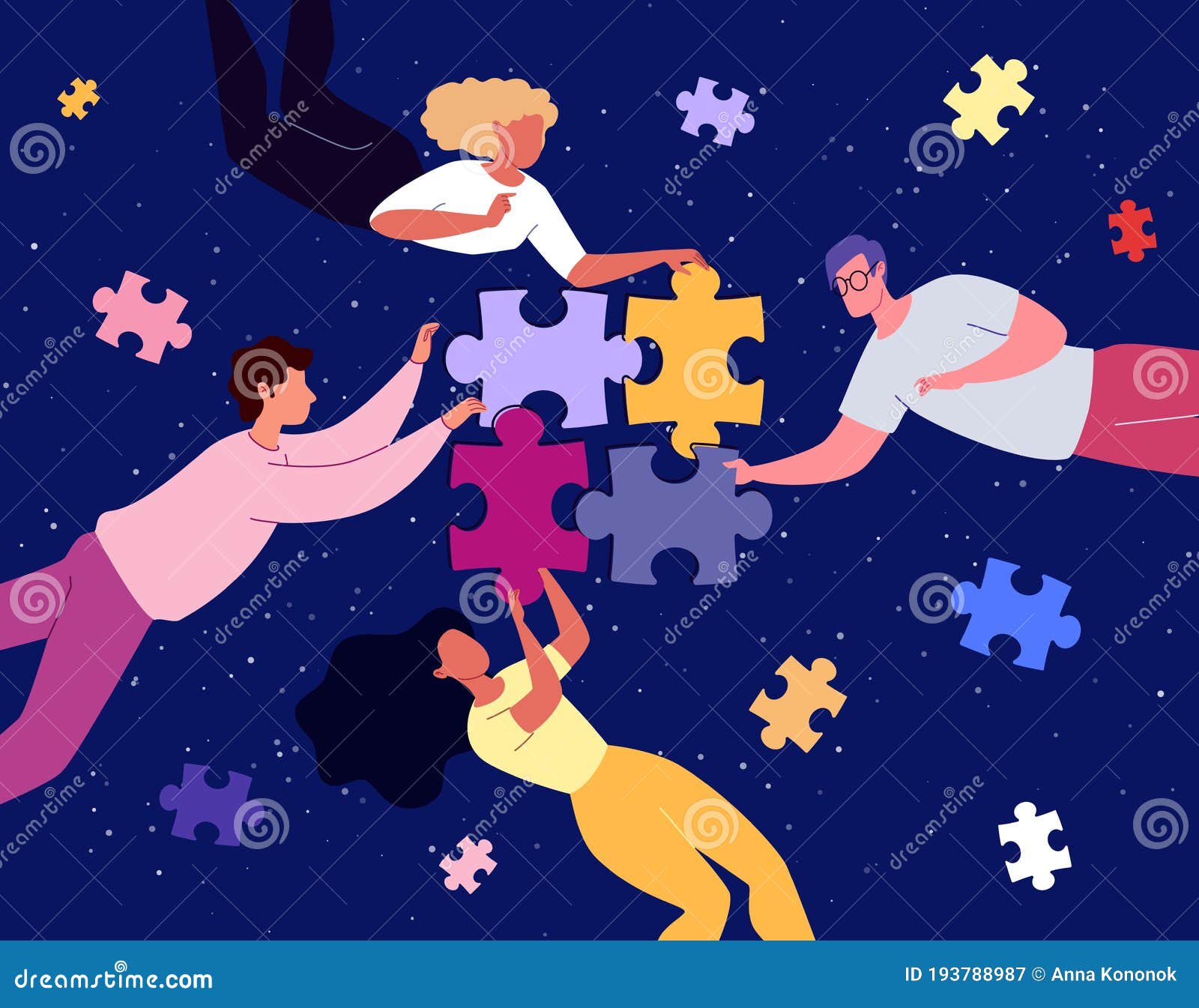Teamwork and Team Building. Flat Vector Illustration. Stock ...