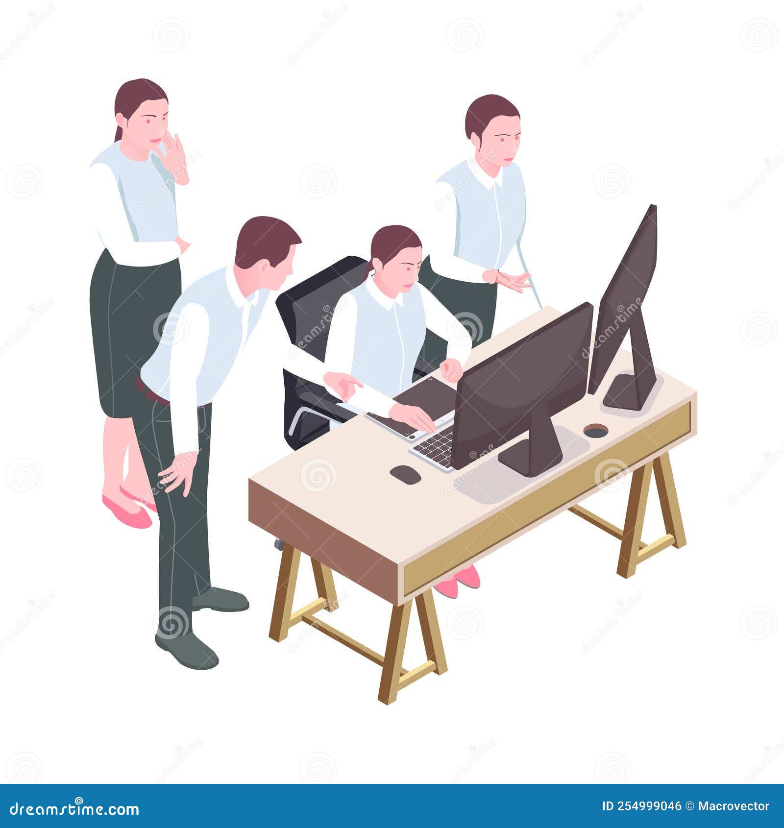 Teamwork Isometric Concept stock vector. Illustration of startup ...