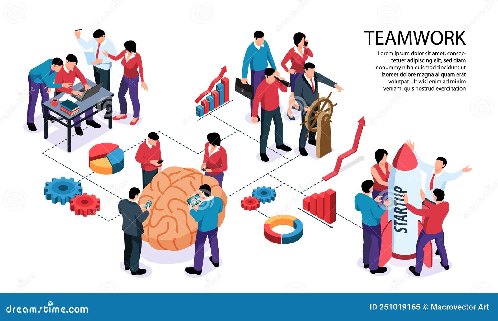 Teamwork Isometric Infographic Banner Stock Vector - Illustration of ...