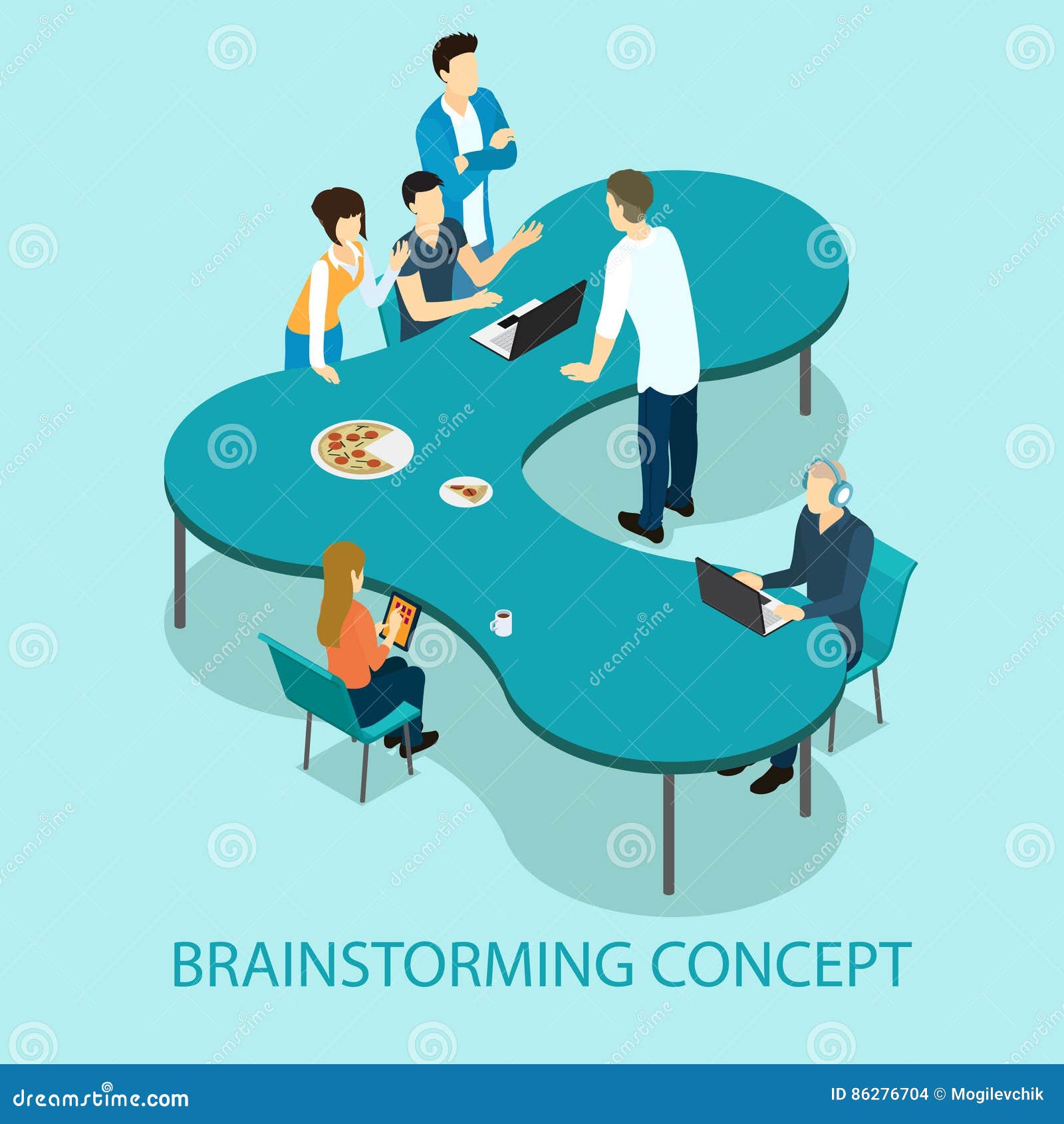 Teamwork Isometric Template Stock Vector - Illustration of meeting ...