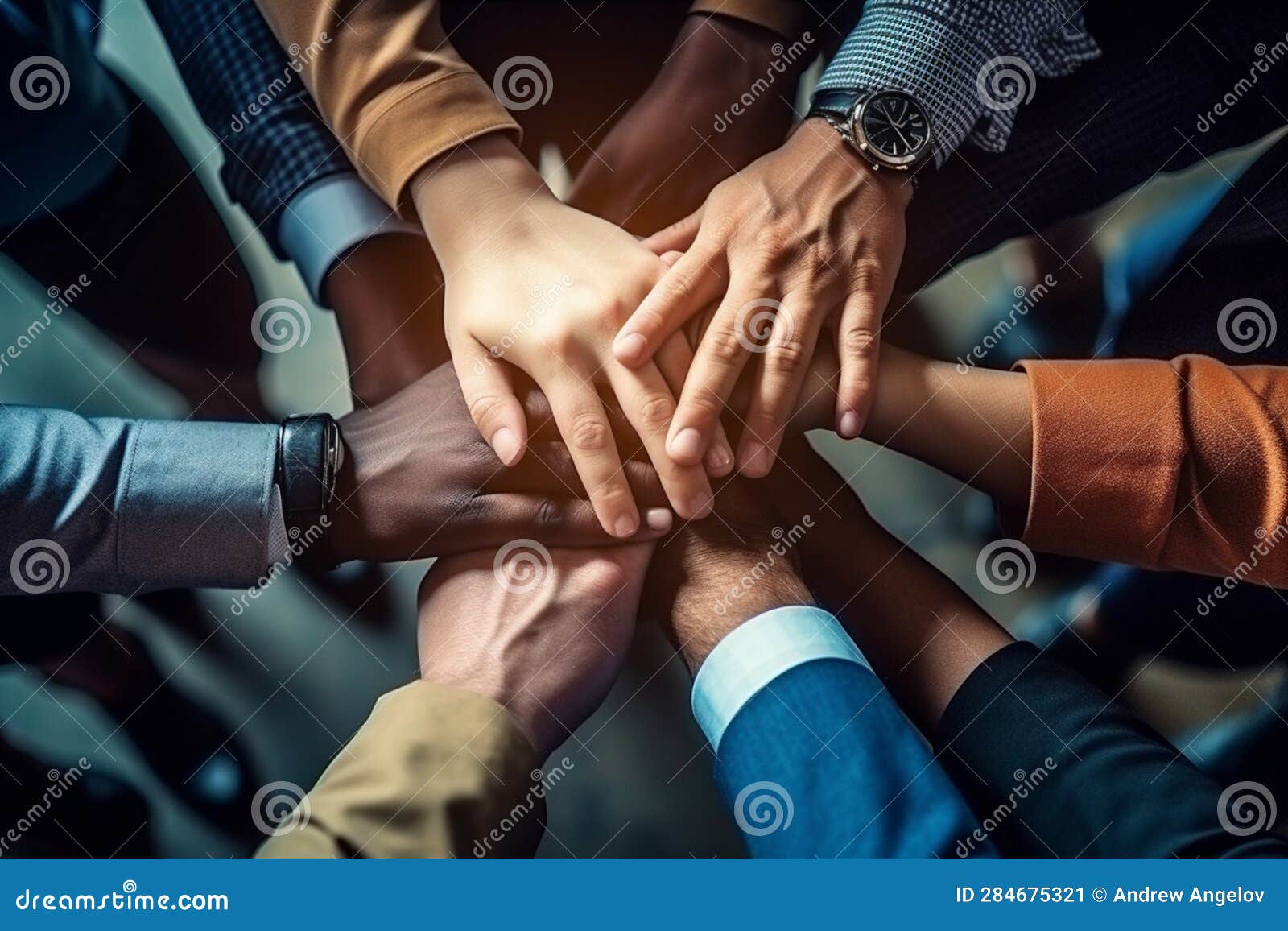 Teamwork Join Hands Support Together Concept Generative AI Stock ...
