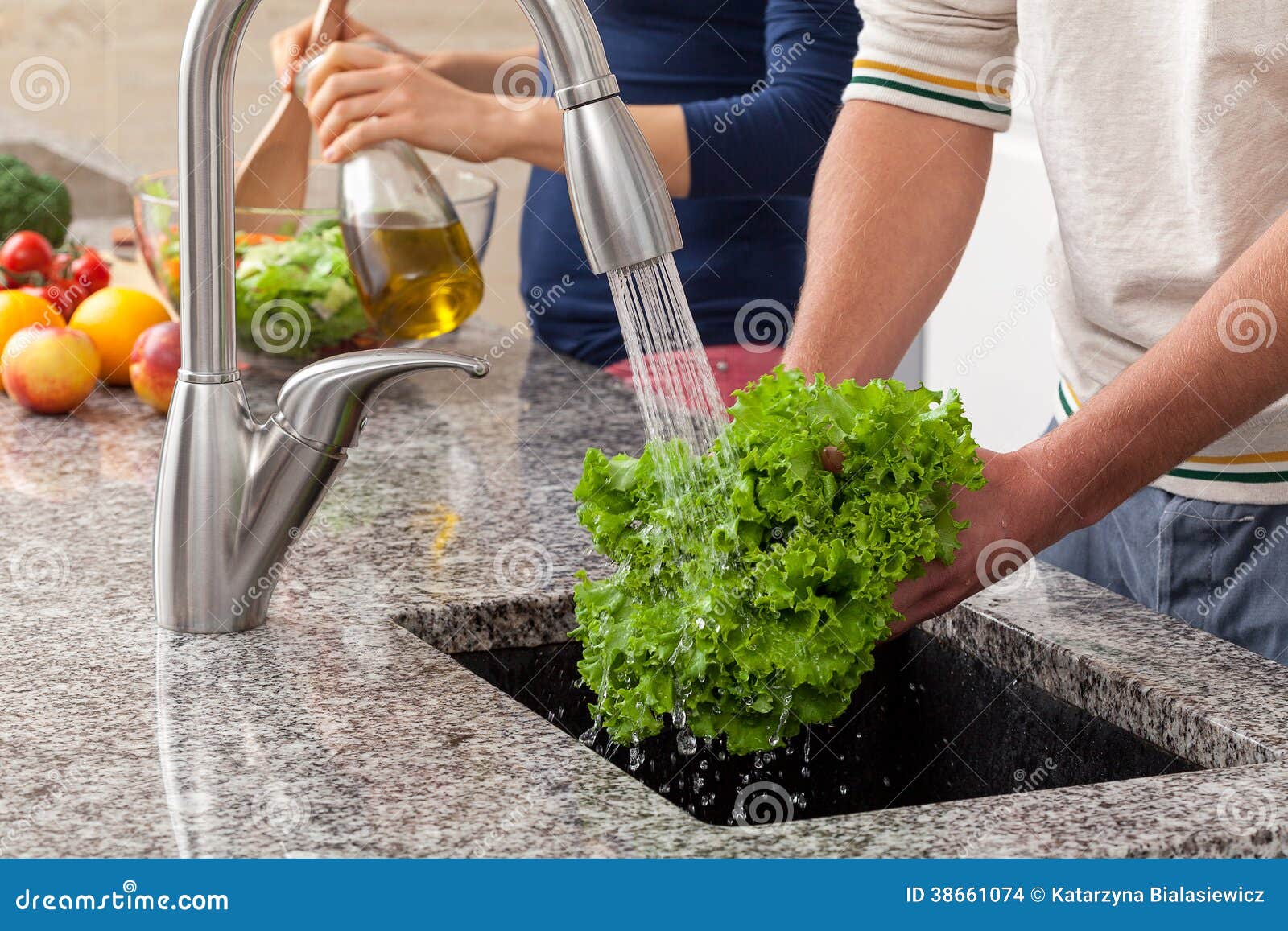 Teamwork in kitchen stock photo. Image of dressing, couple - 38661074