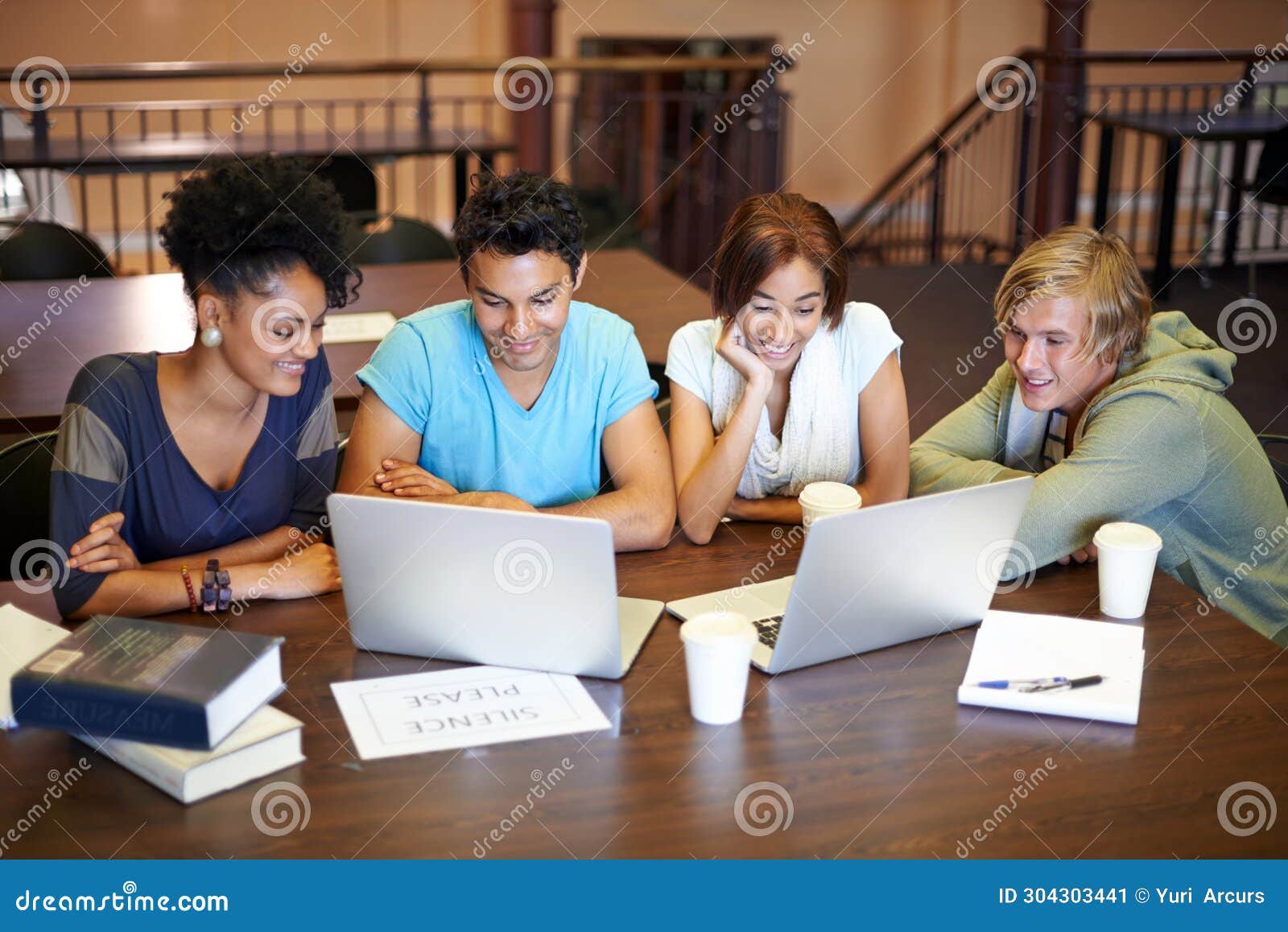 Teamwork, Laptop or Students Studying Together in School, University ...