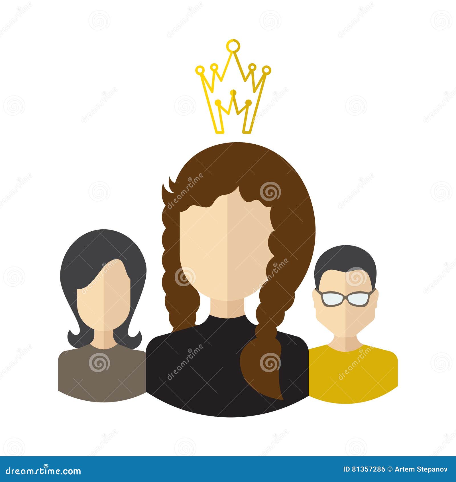 Teamwork with Leader Concept Stock Vector - Illustration of crown ...