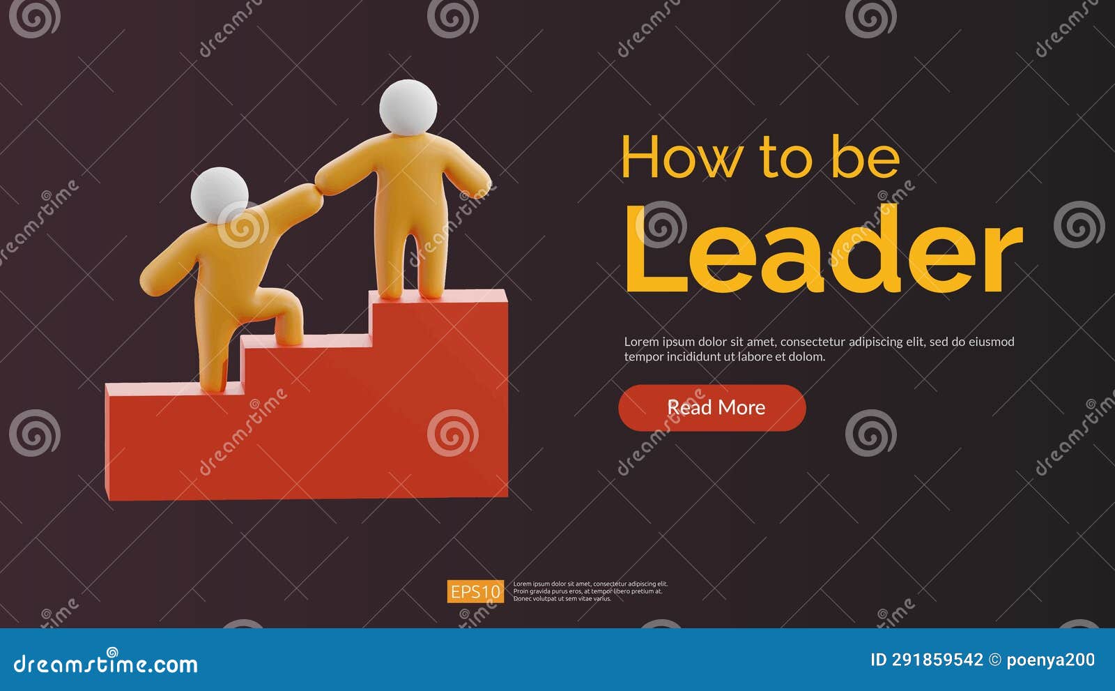 Teamwork Leader Help 3D Icon. Banner Business Landing Page Vector ...