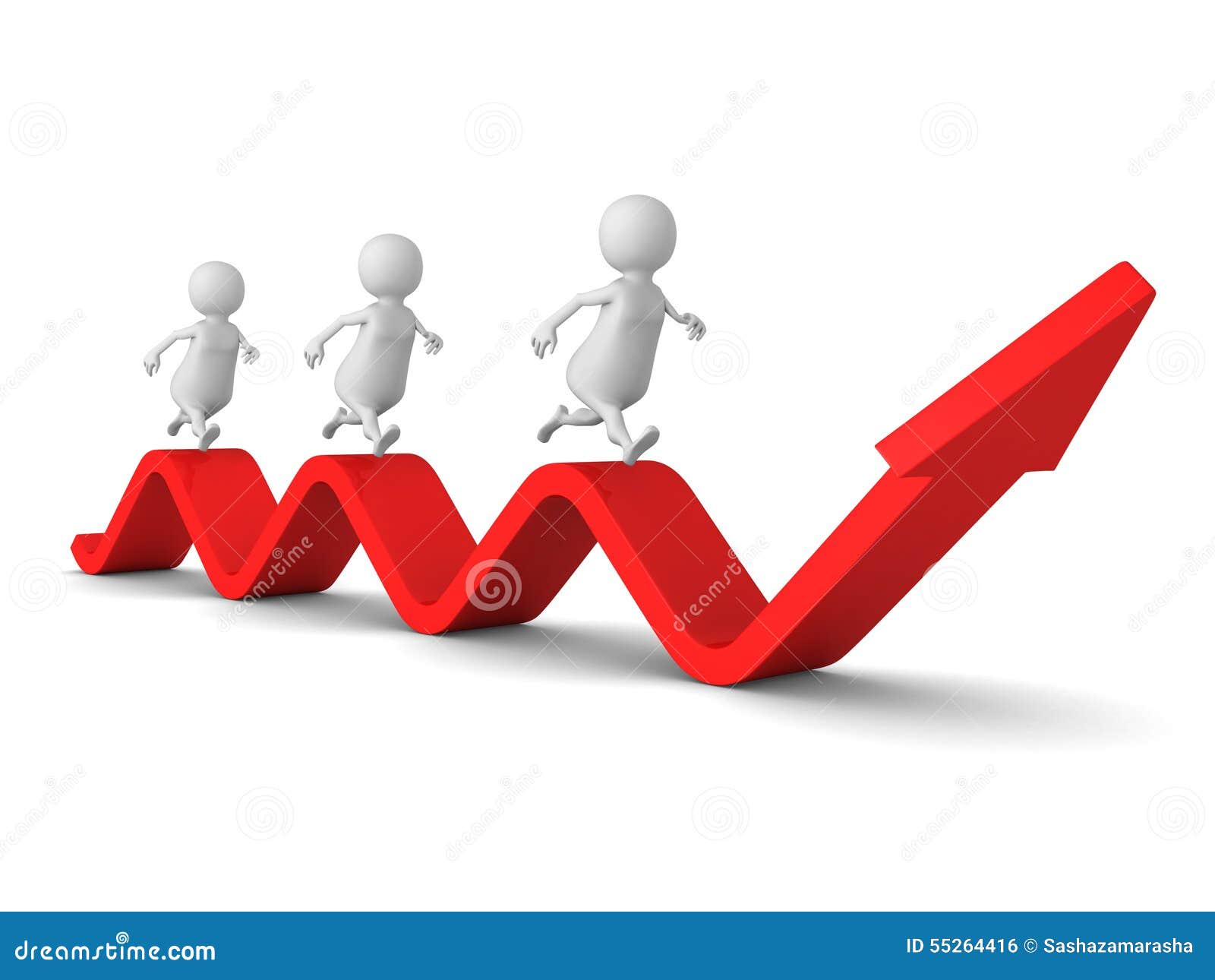 Teamwork Leadership Concept with White 3d People Run on Arrow Stock ...