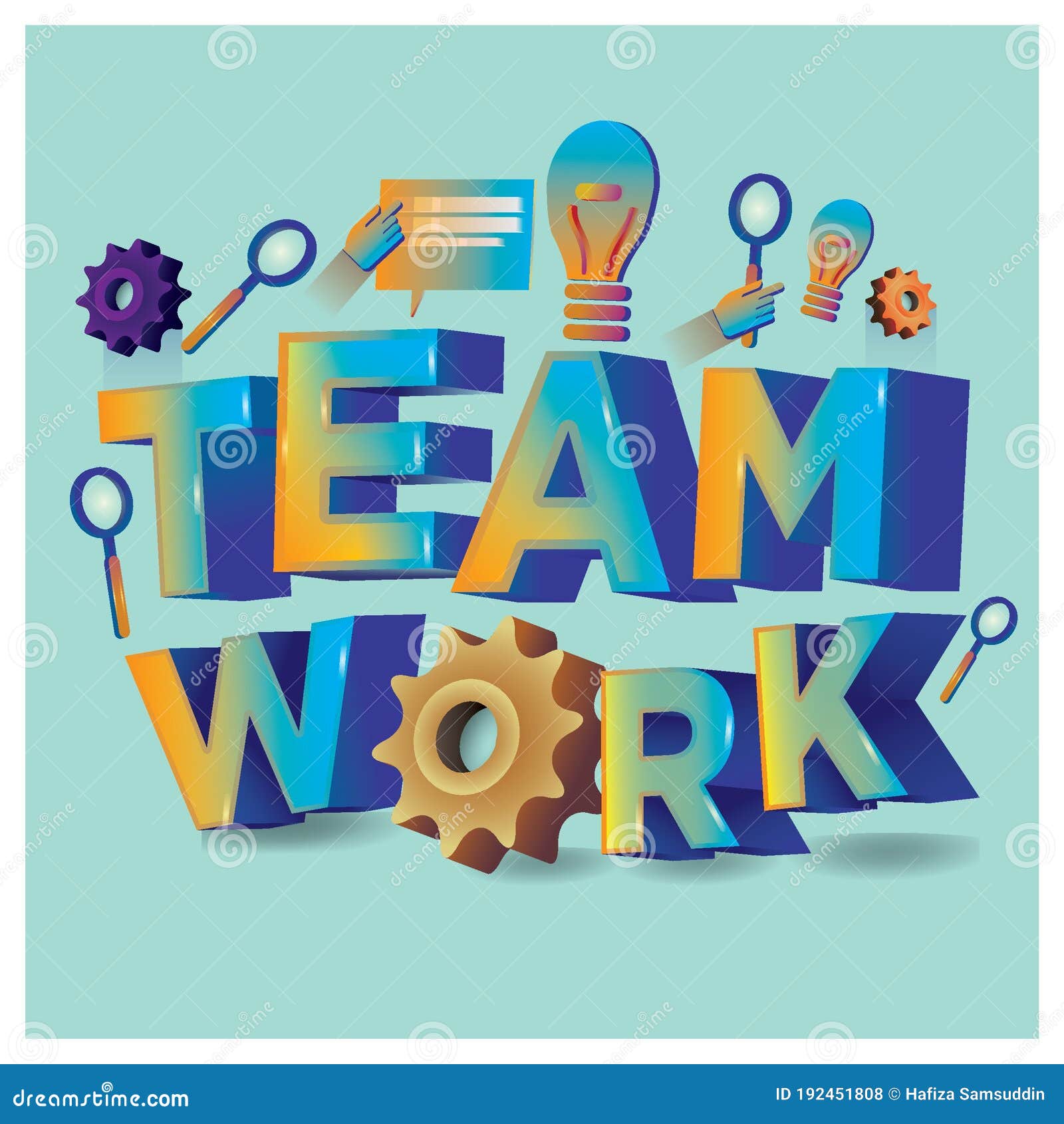 Teamwork Lettering Template Made From Puzzle Pieces Vector Illustration ...