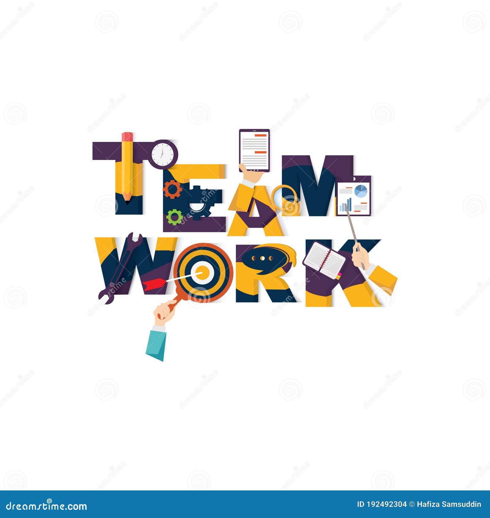 Teamwork Lettering Design. Vector Illustration Decorative Design Stock ...