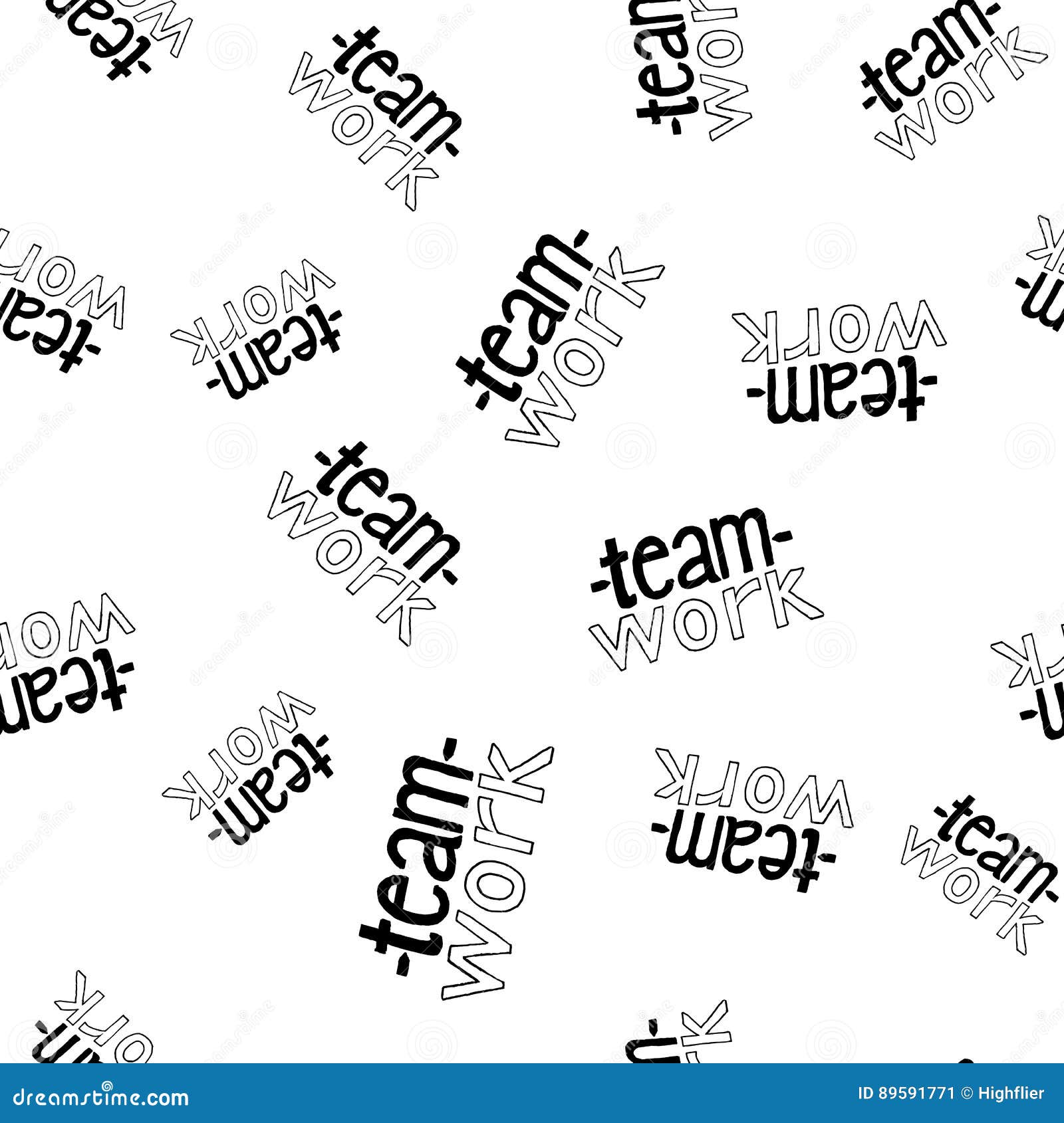 Teamwork Lettering Seamless Pattern Stock Vector - Illustration of ...