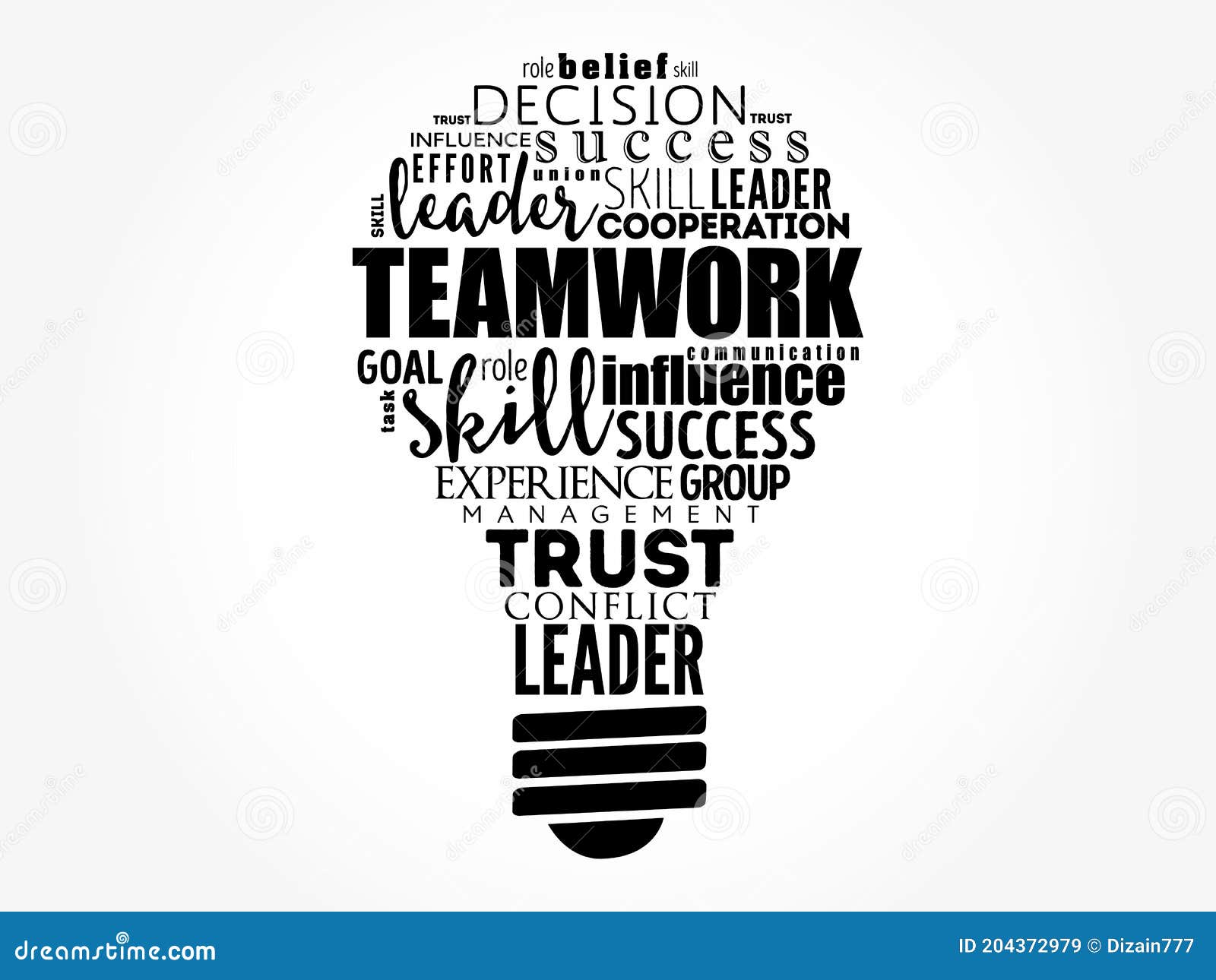 Teamwork Light Bulb Word Cloud Stock Illustration - Illustration of ...