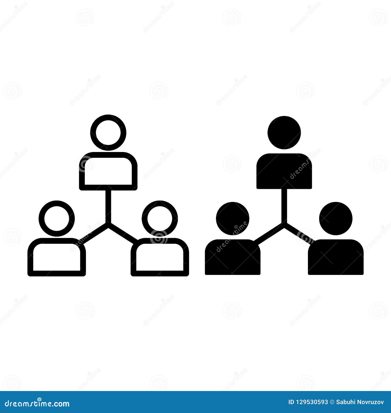 Teamwork Line and Glyph Icon. Group Vector Illustration Isolated on ...