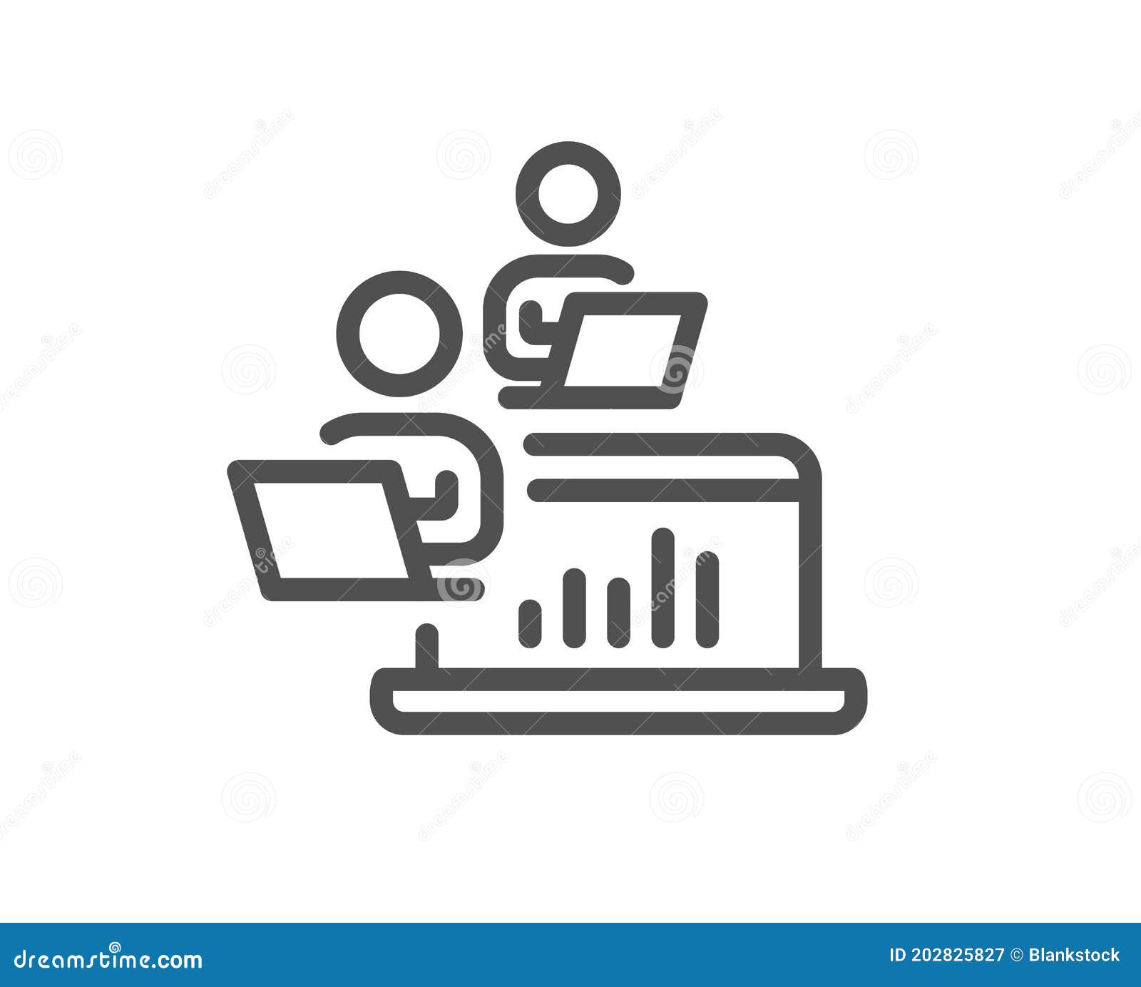 Teamwork Line Icon. Remote Office Sign. Vector Stock Vector ...
