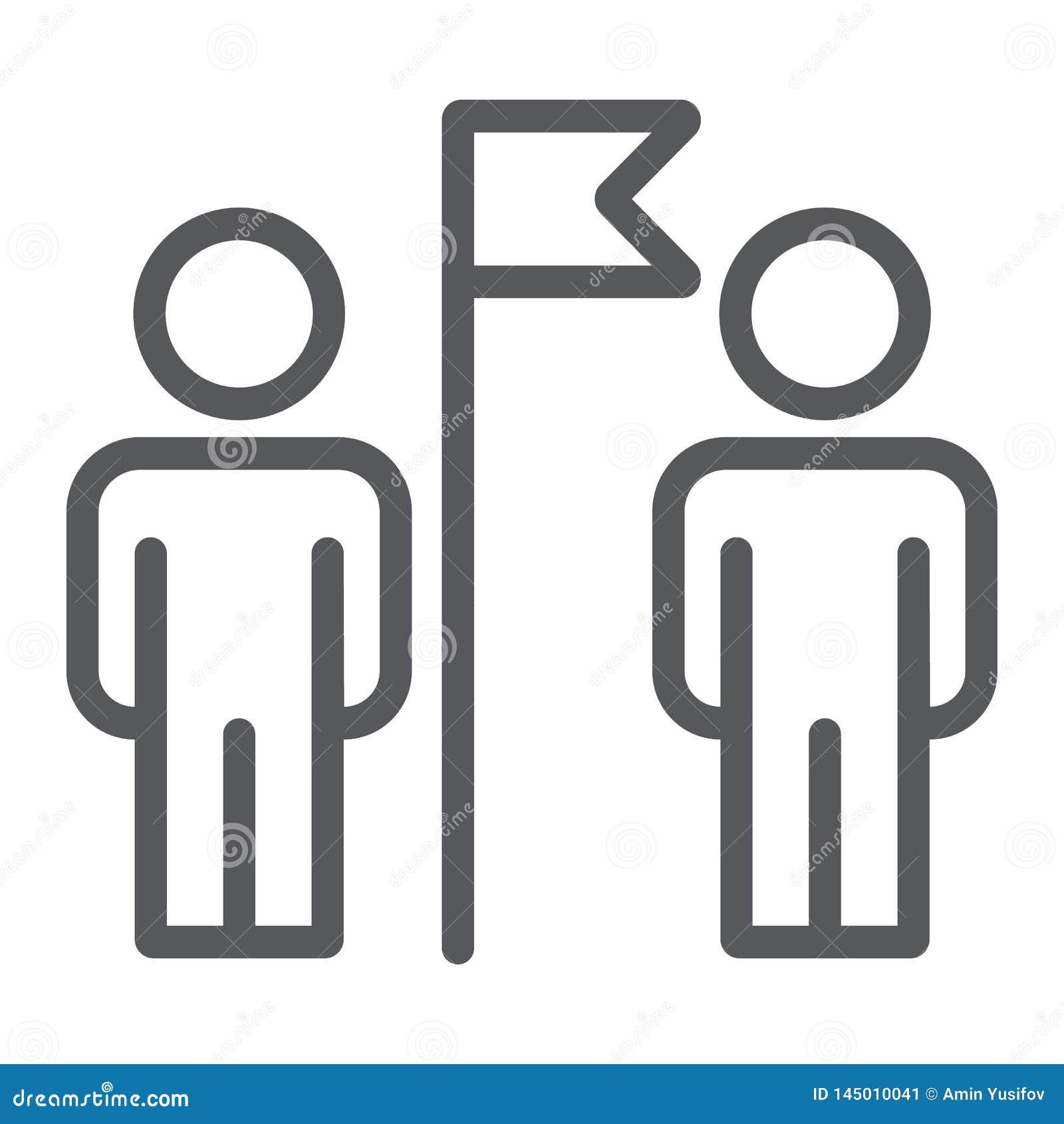 Teamwork Line Icon, Team and People, Two Men and Flag Sign, Vector ...