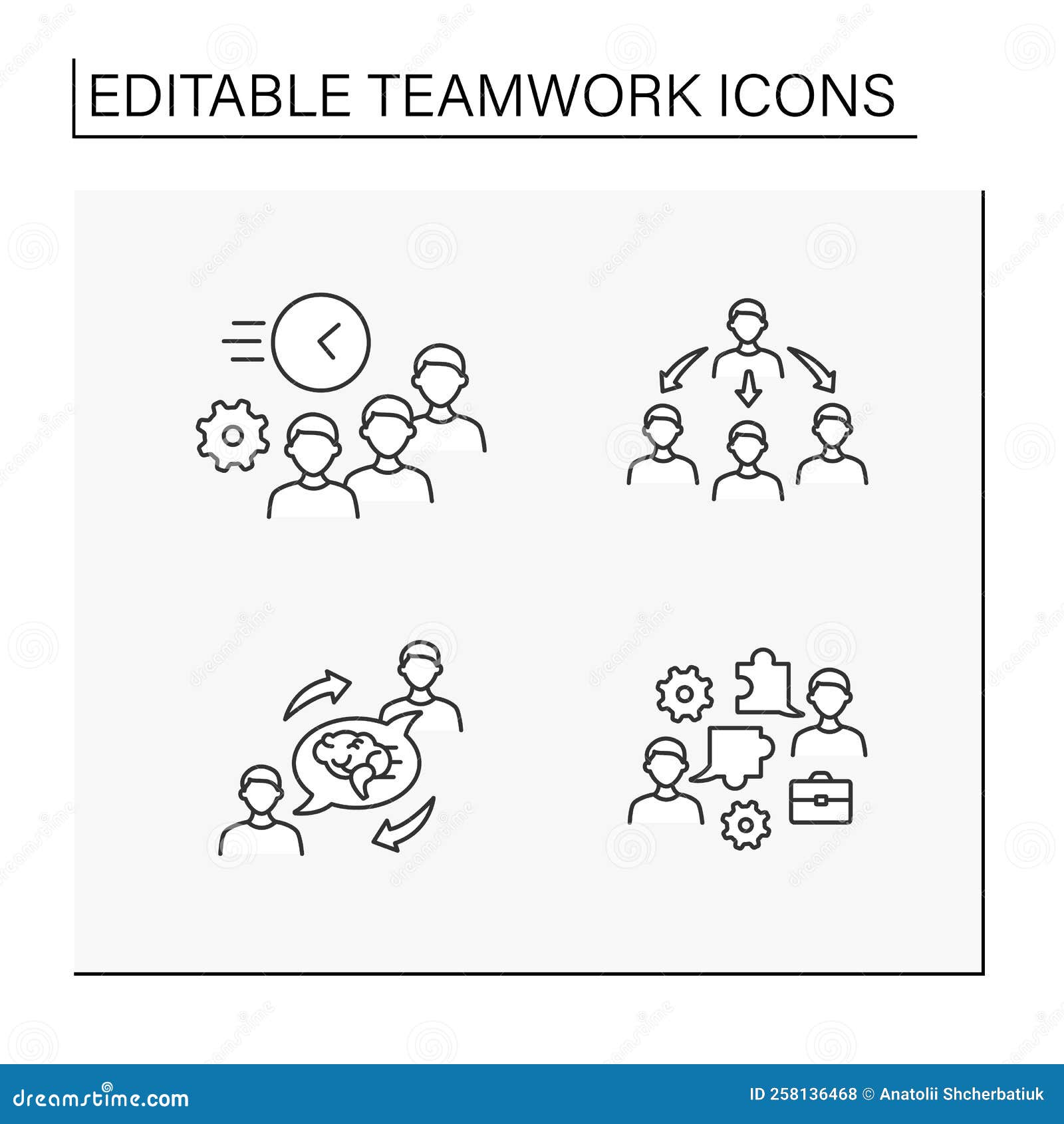 Teamwork line icons set stock vector. Illustration of business - 258136468