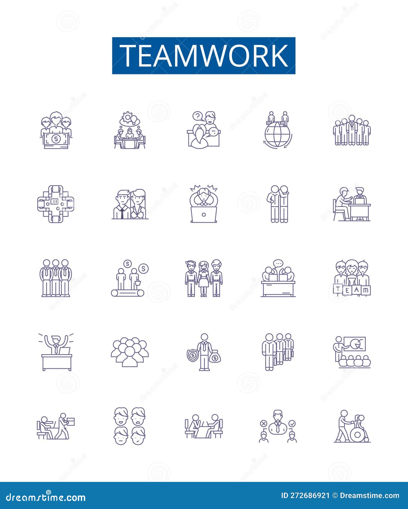 Teamwork Line Icons Signs Set Design Collection Of Collaboration Cooperation Synergy